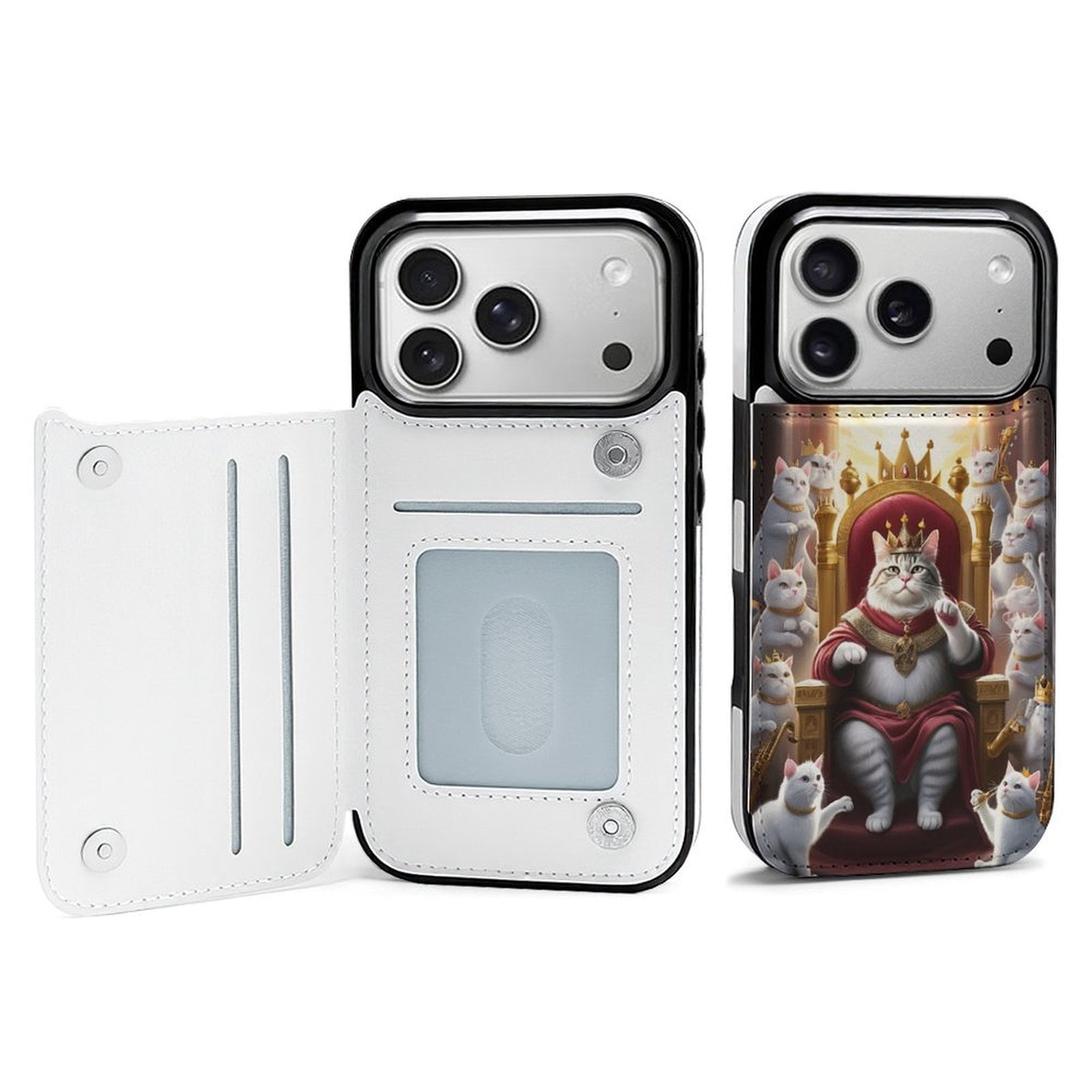 Royal Cat Throne Leather Wallet Case for iPhone 15 Wallet Case Card ...