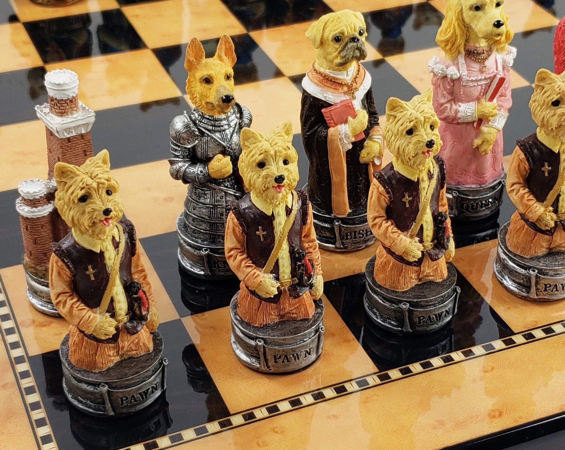 Royal Cats Vs Dogs Chess Animal Chess Set W 15" Walnut Color Board ...