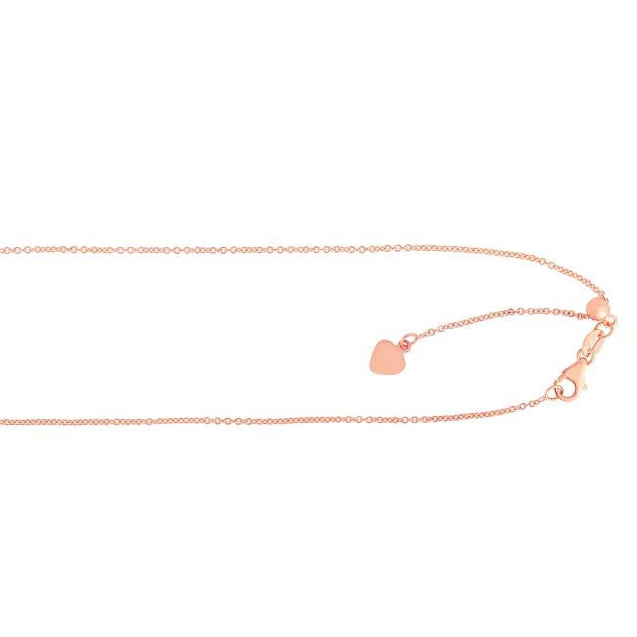 Royal Chain 14K Rose Gold Adjustable Diamond Cut Cable Chain with Pear ...