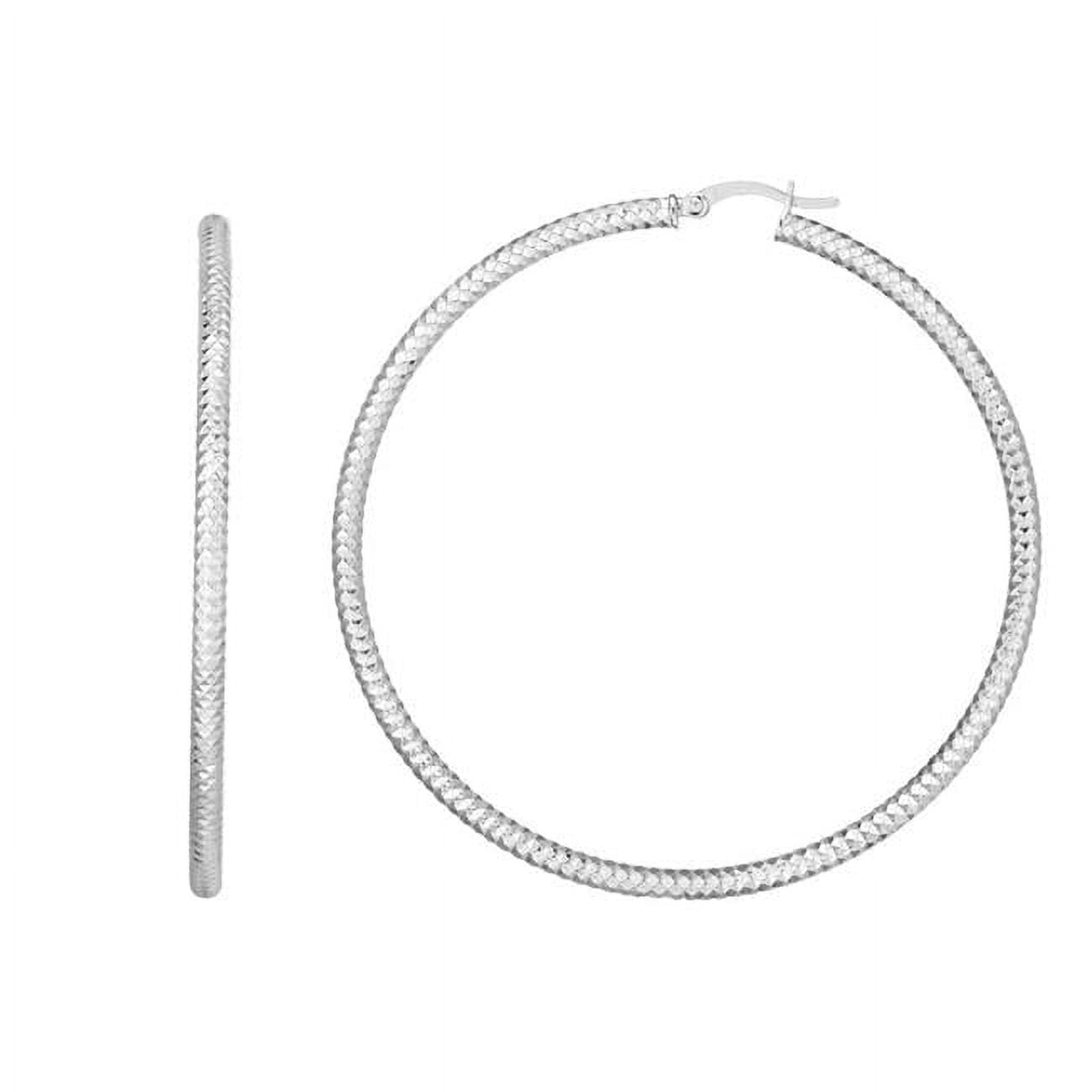 Royal Chain AGER12268 Sterling Silver Diamond Cut Textured Earring with ...