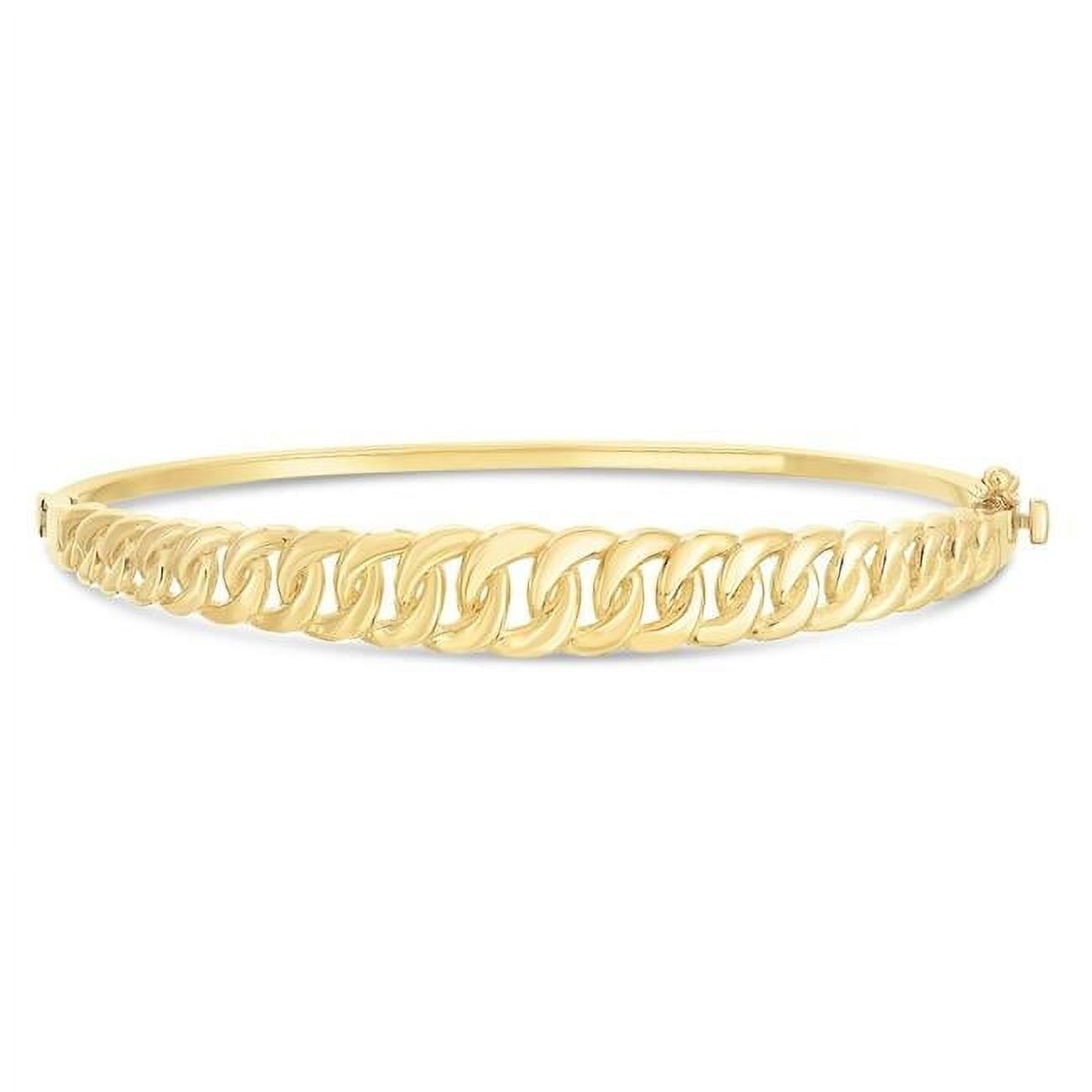 Royal Chain BG3539-07 7 in. 14K Yellow Gold Polished Curb Bangle with ...