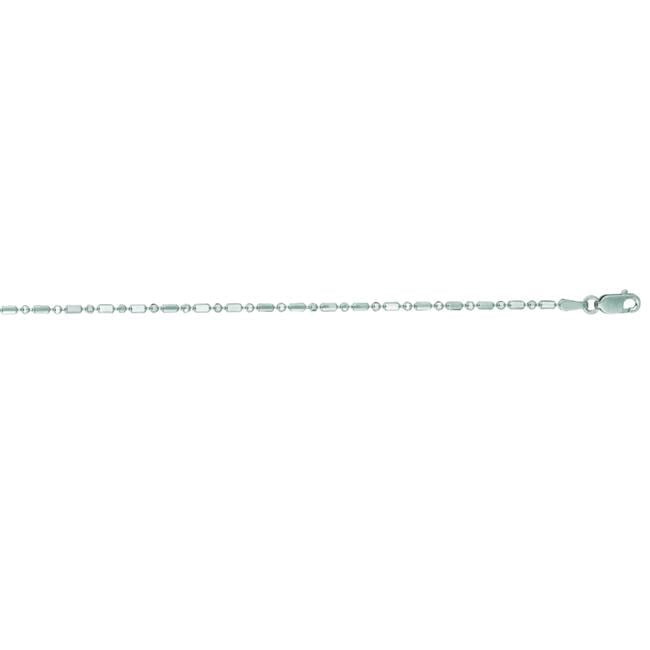 Royal Chain WB150-20 20 in. 14K White Gold Diamond Cut Bar Bead Chain ...