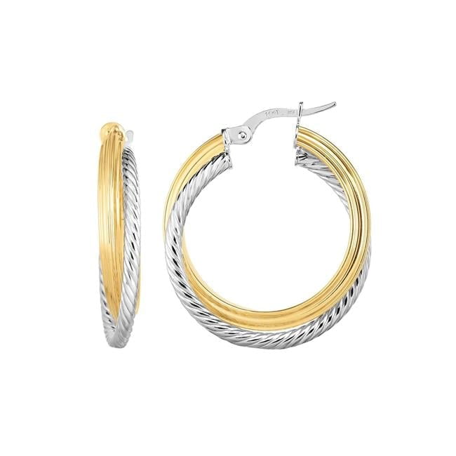 Royal Chain YWER6314 14K Two Tone Diamond Cut Textured Earring with Hinged Clasp - Walmart.com