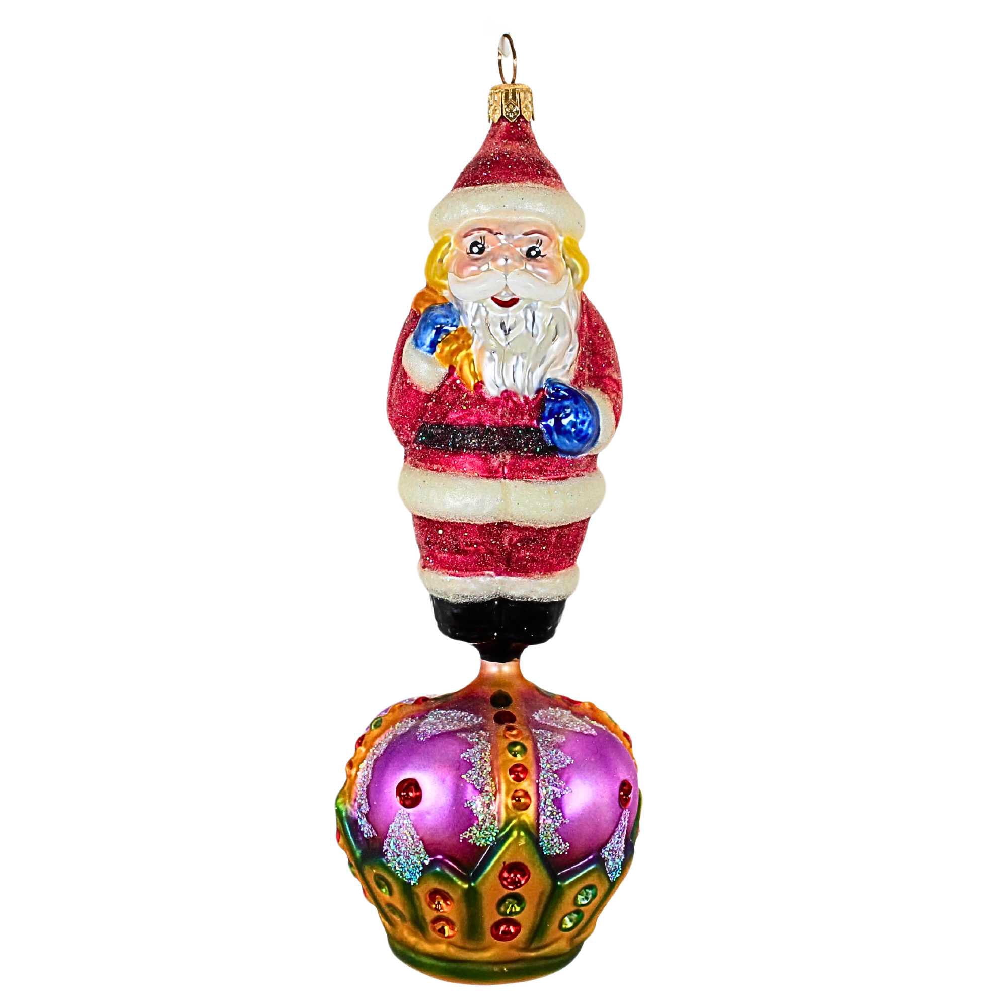 Royal Claus - 1 Glass Ornament 7 Inch, Glass - Ornament Santa Crown ...