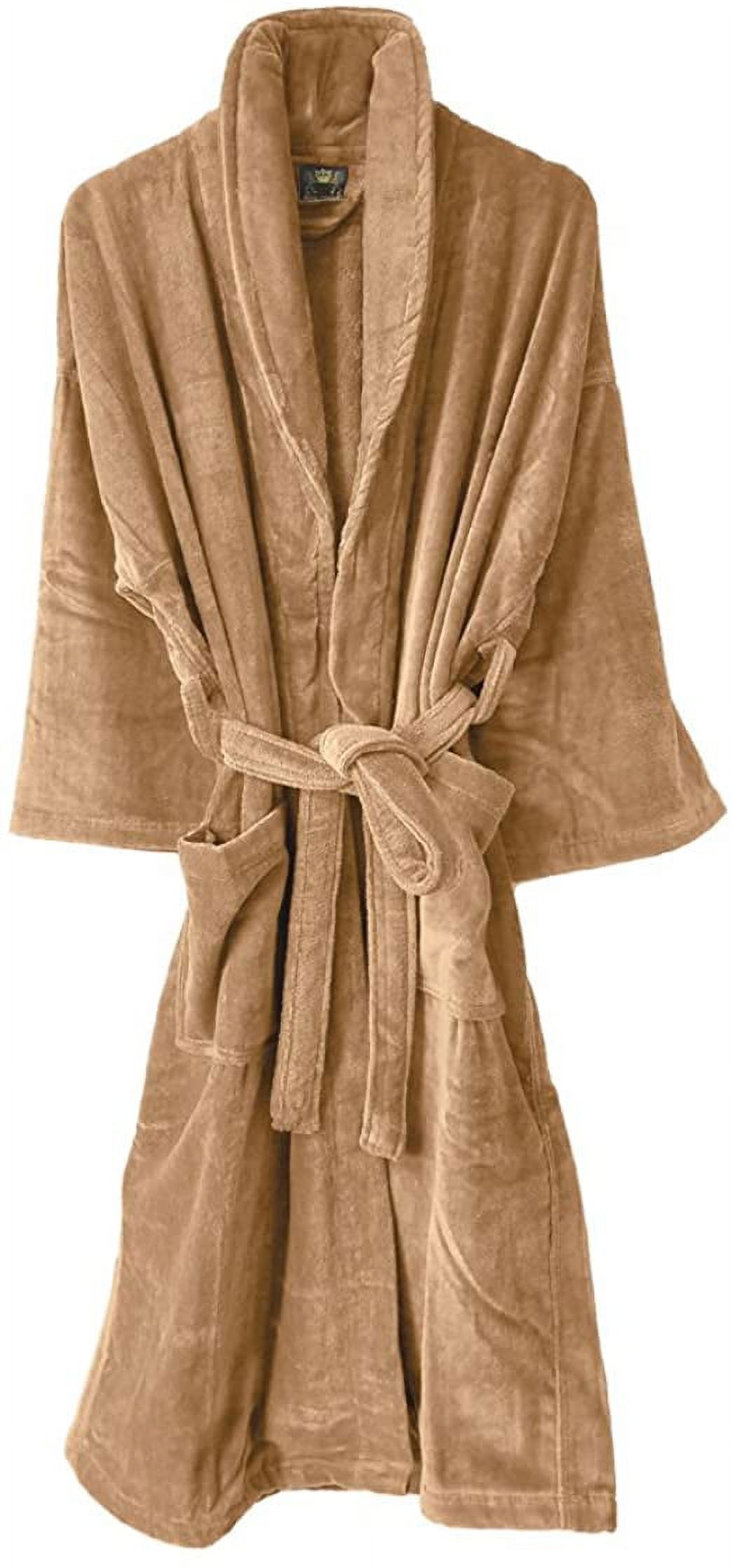 Royal Comfort 2 Luxurious Spa Bath Robes Shawl 100% Cotton 3.5 Lb (Tan ...
