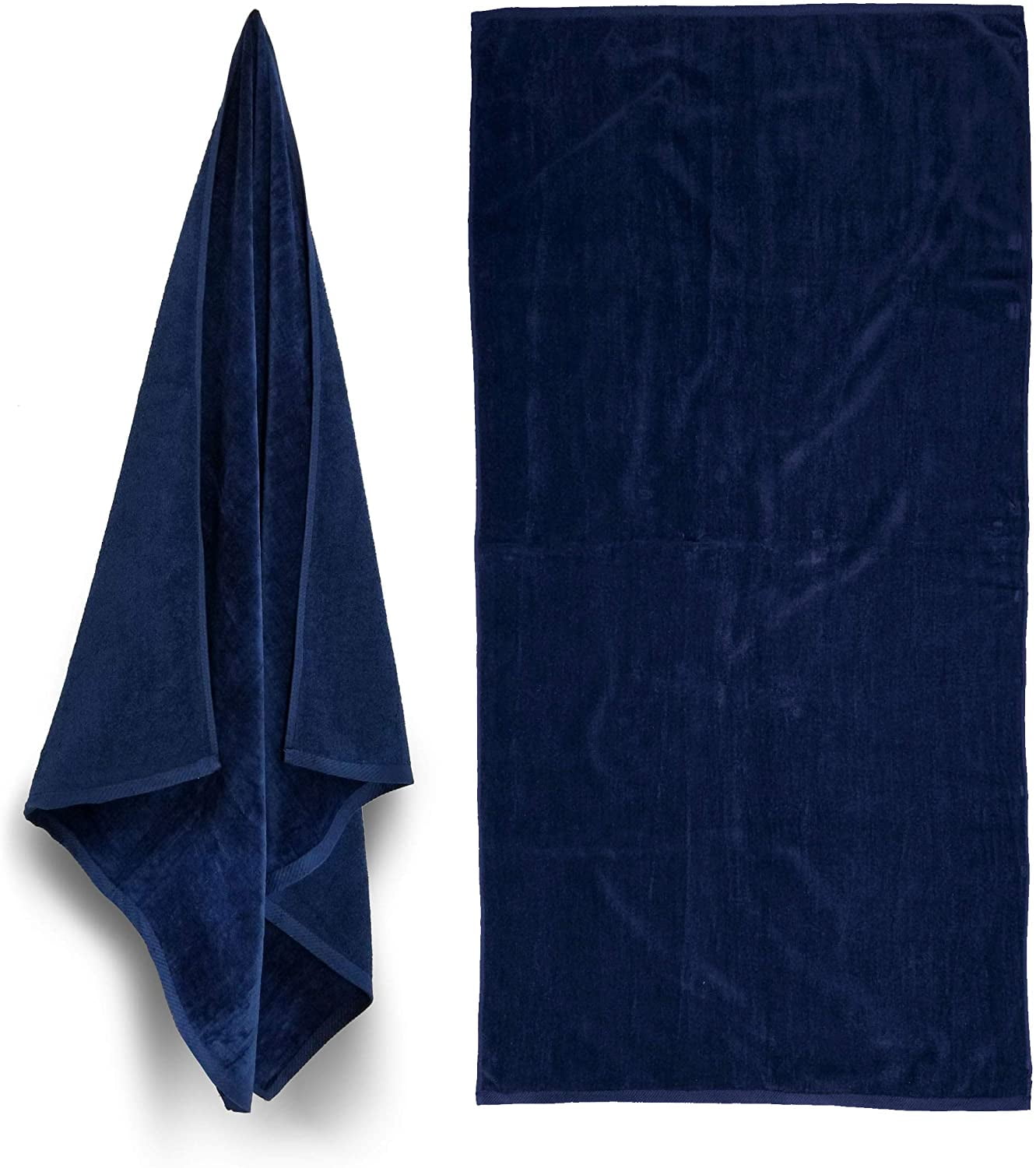 Royal Comfort 32x64 Solid Color Navy Blue (2 per Pack) Terry Velour ...
