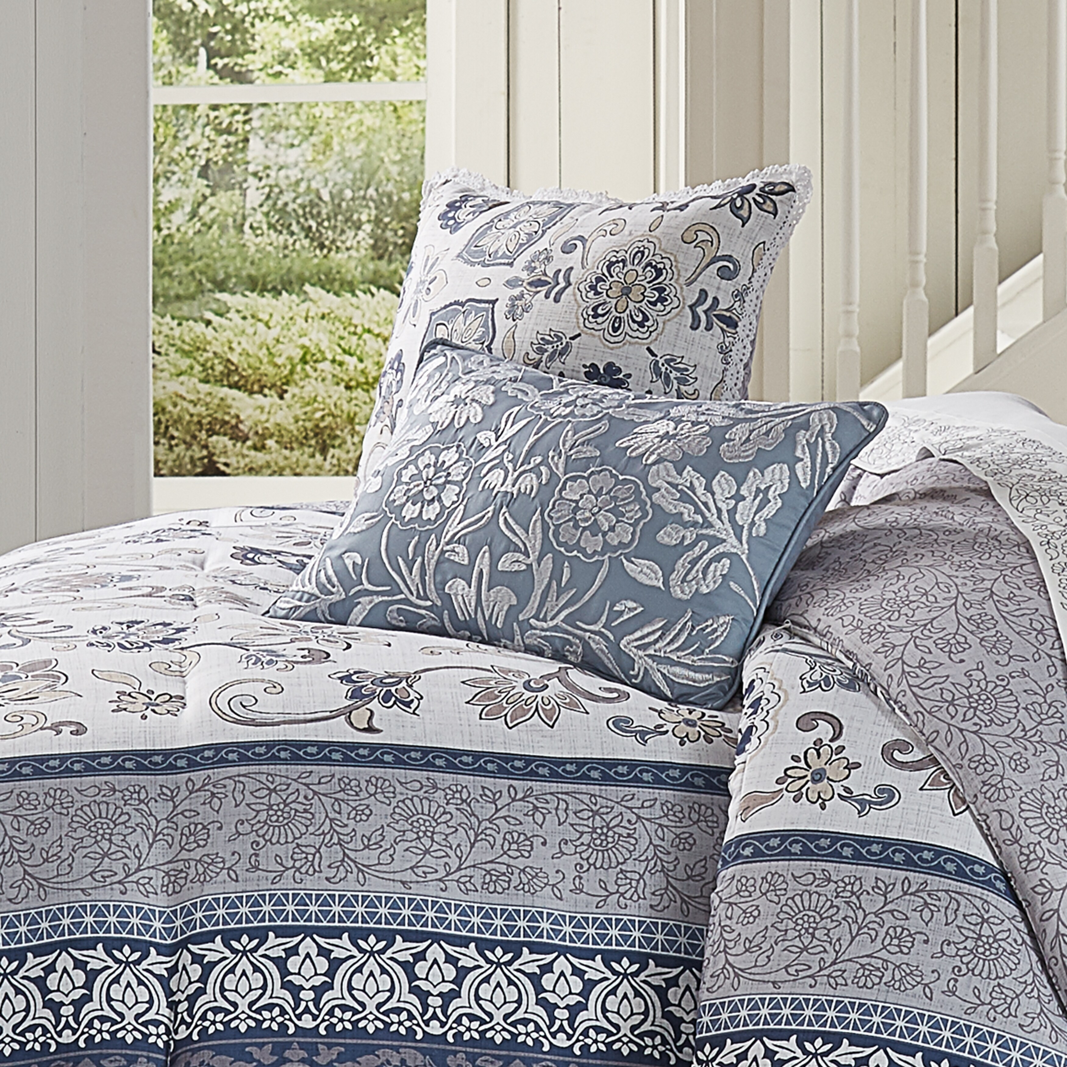 Royal Court Chelsea Blue Boudoir Embellished Decorative Throw Pillow ...