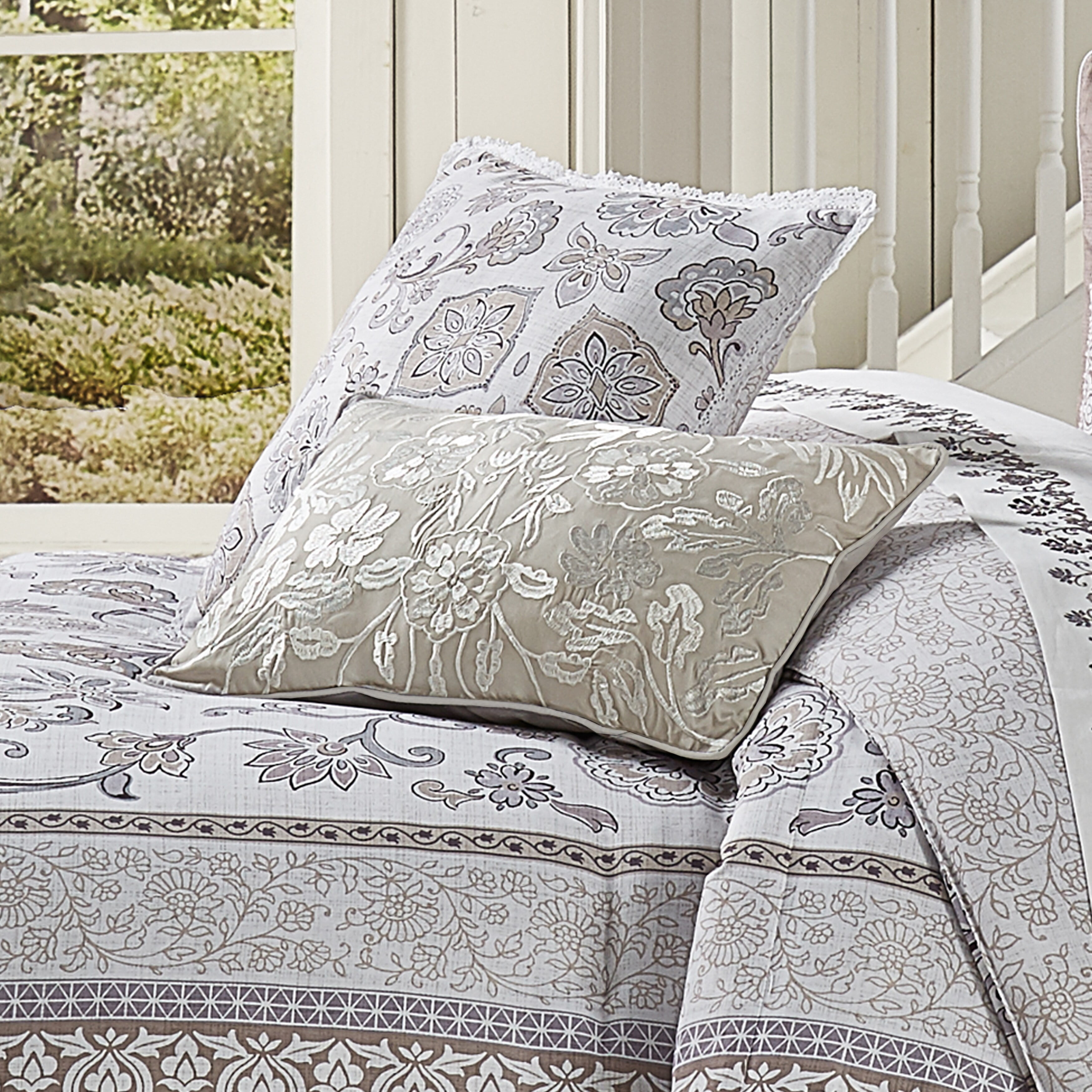 Royal Court Chelsea Grey Boudoir Embellished Decorative Throw Pillow ...