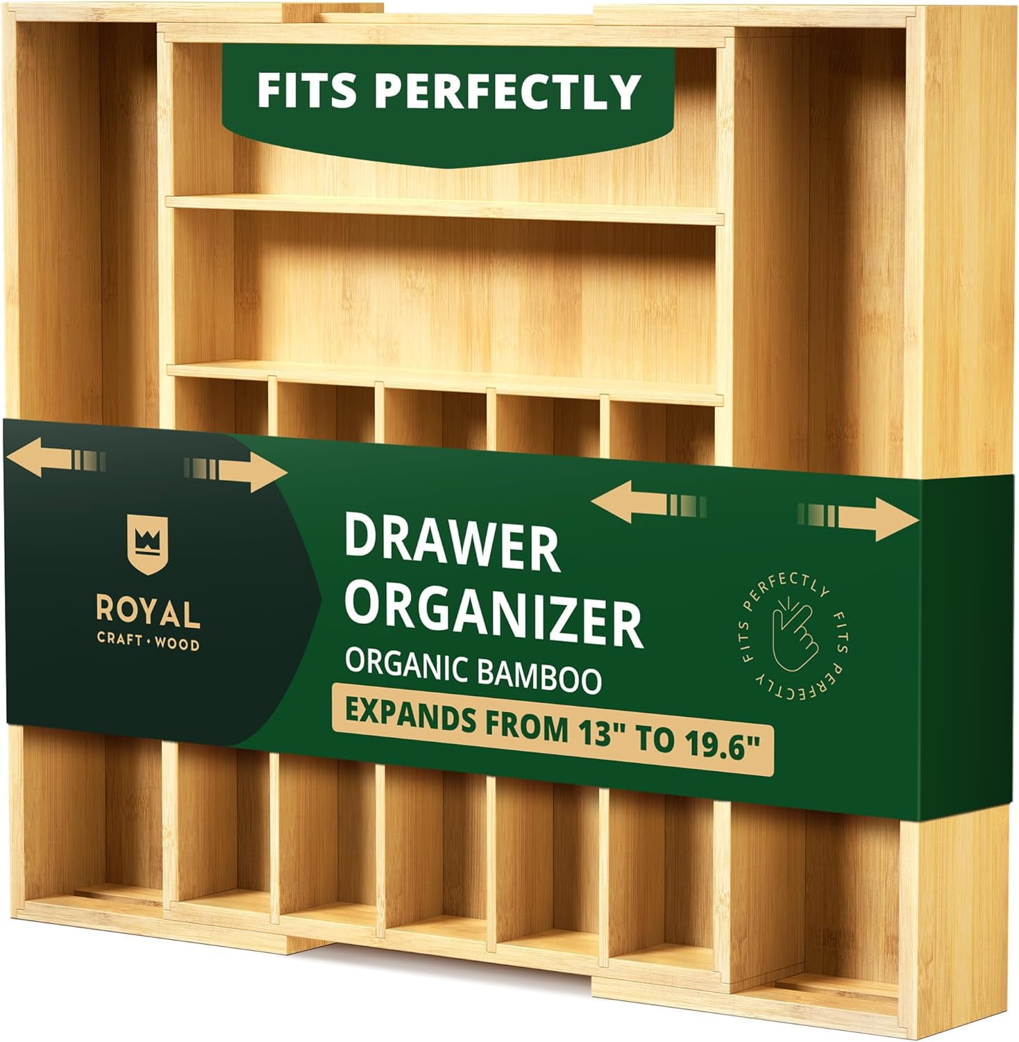 Royal Craft Expandable Bamboo Drawer Organizer: Perfectly Fits Various ...