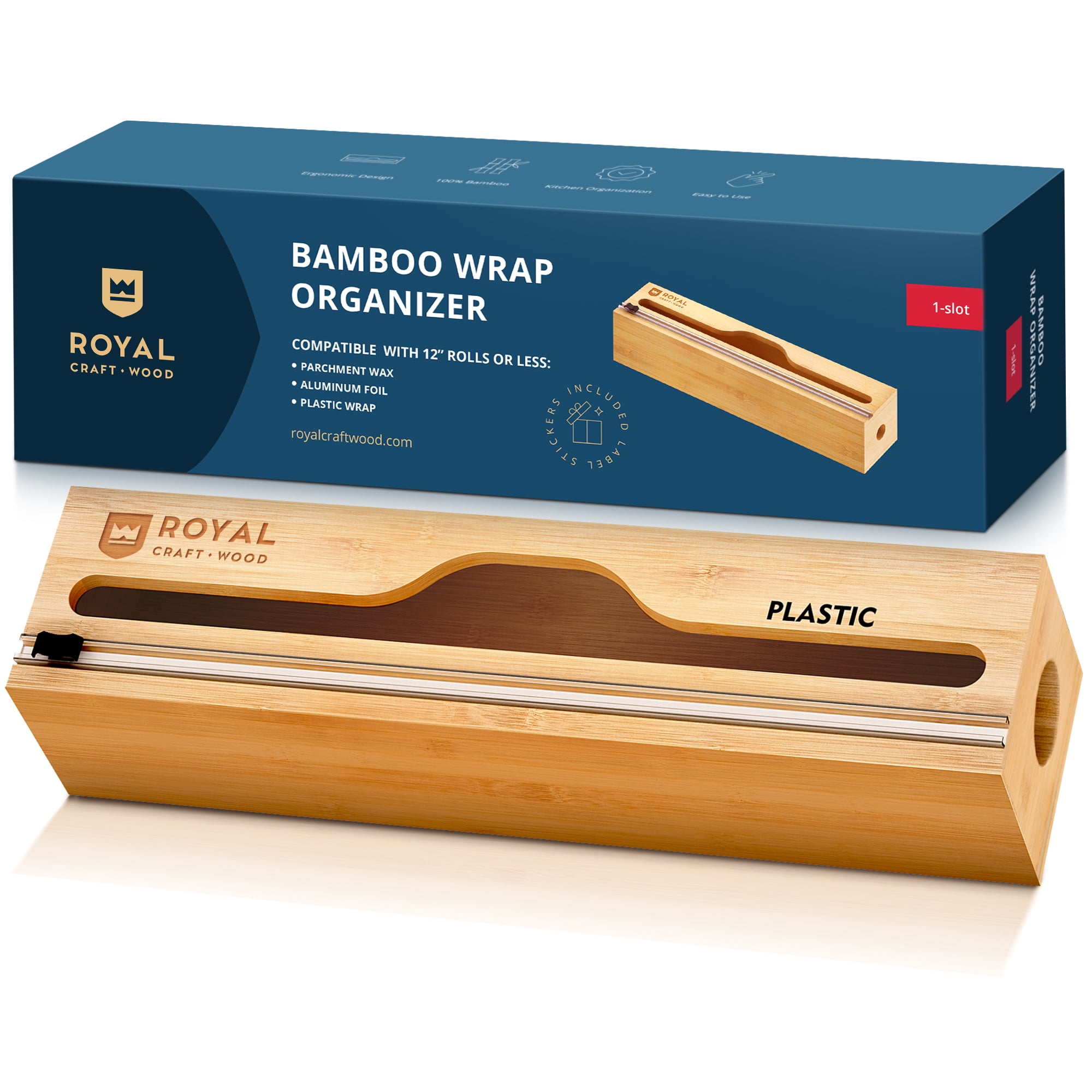 Royal Craft Kitchen Foil and Plastic Wood Bamboo Wrap Organizer, 12 ...