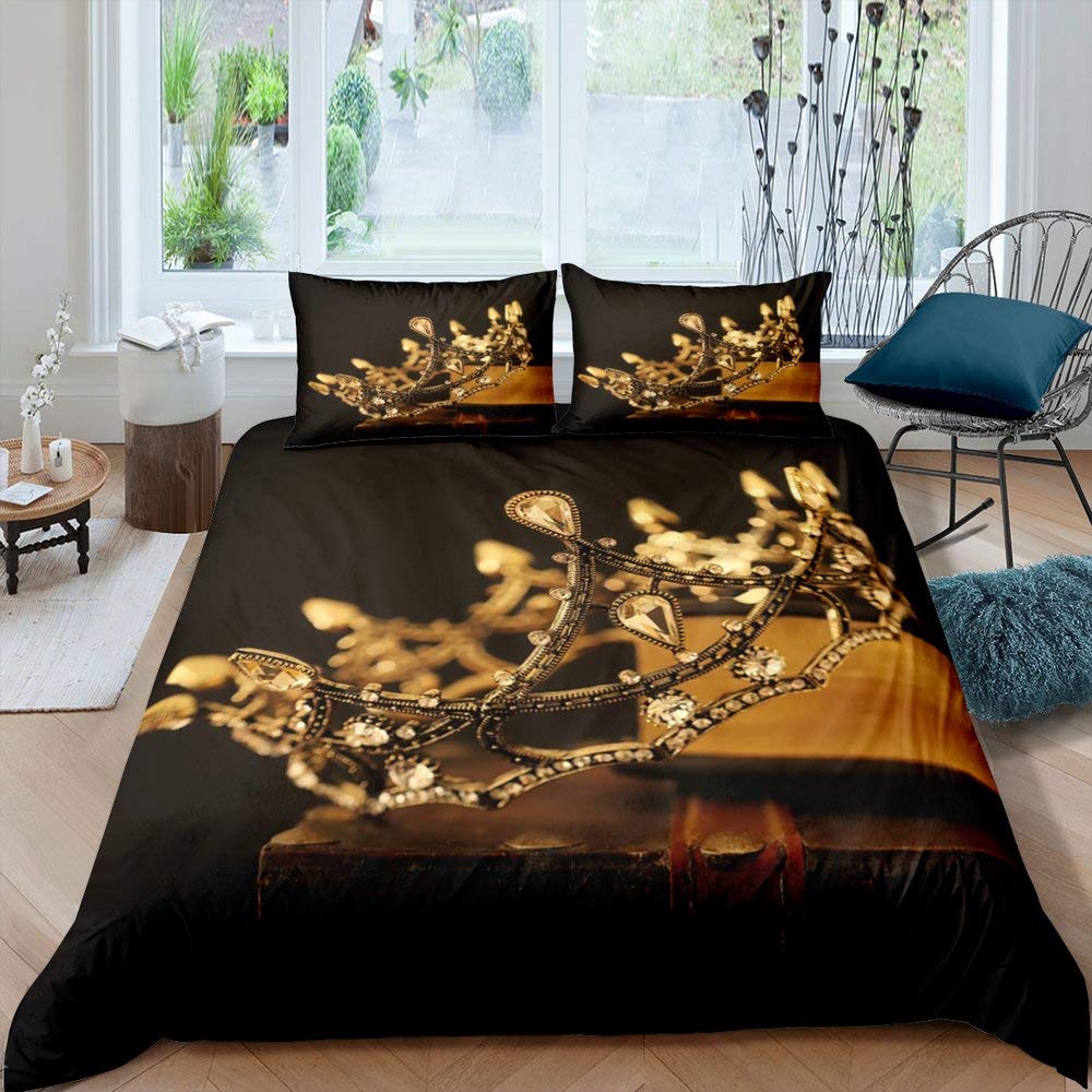 Royal Crown Bedding Set Red Pillow Comforter Cover 3D Gold Crown Duvet ...