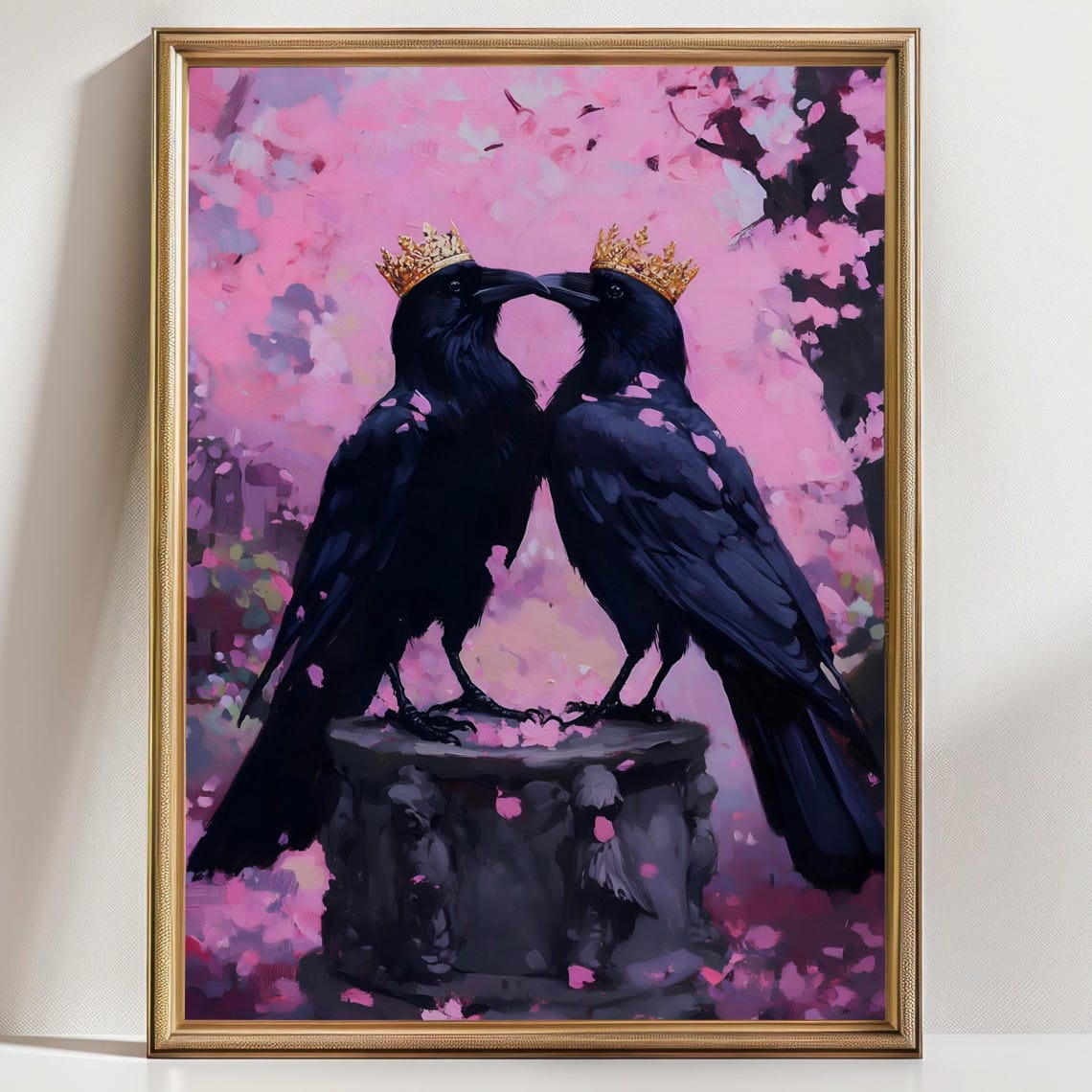 Royal Crows Art Print, Gothic Crow Wall Decor, Romantic Raven Poster ...