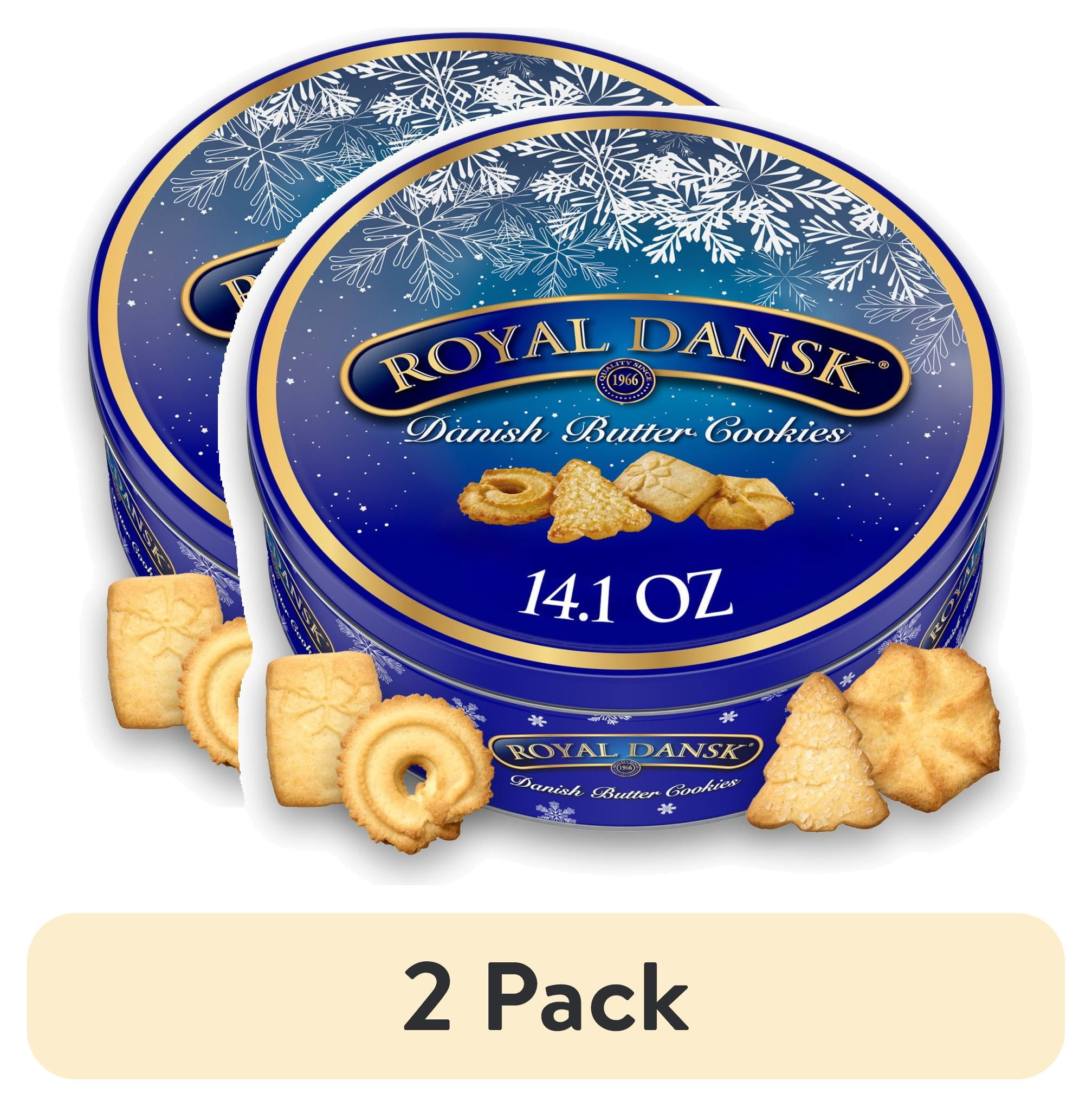(2 pack) Royal Dansk Holiday Danish Butter Cookies, Snowflake Tin, 14 ...