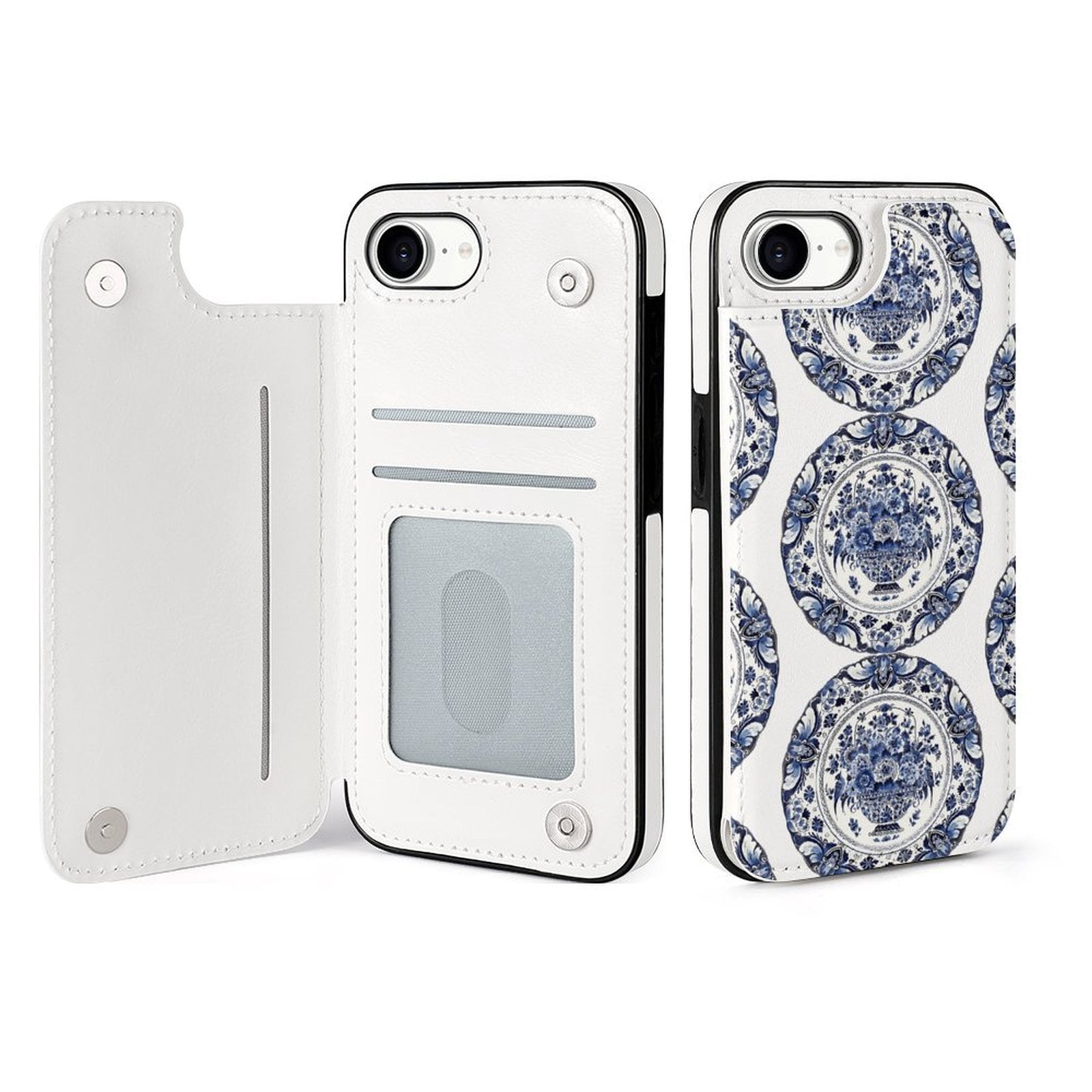 Royal Delft Blue Flower Basket Leather Wallet Case for iPhone 16 Pro ...