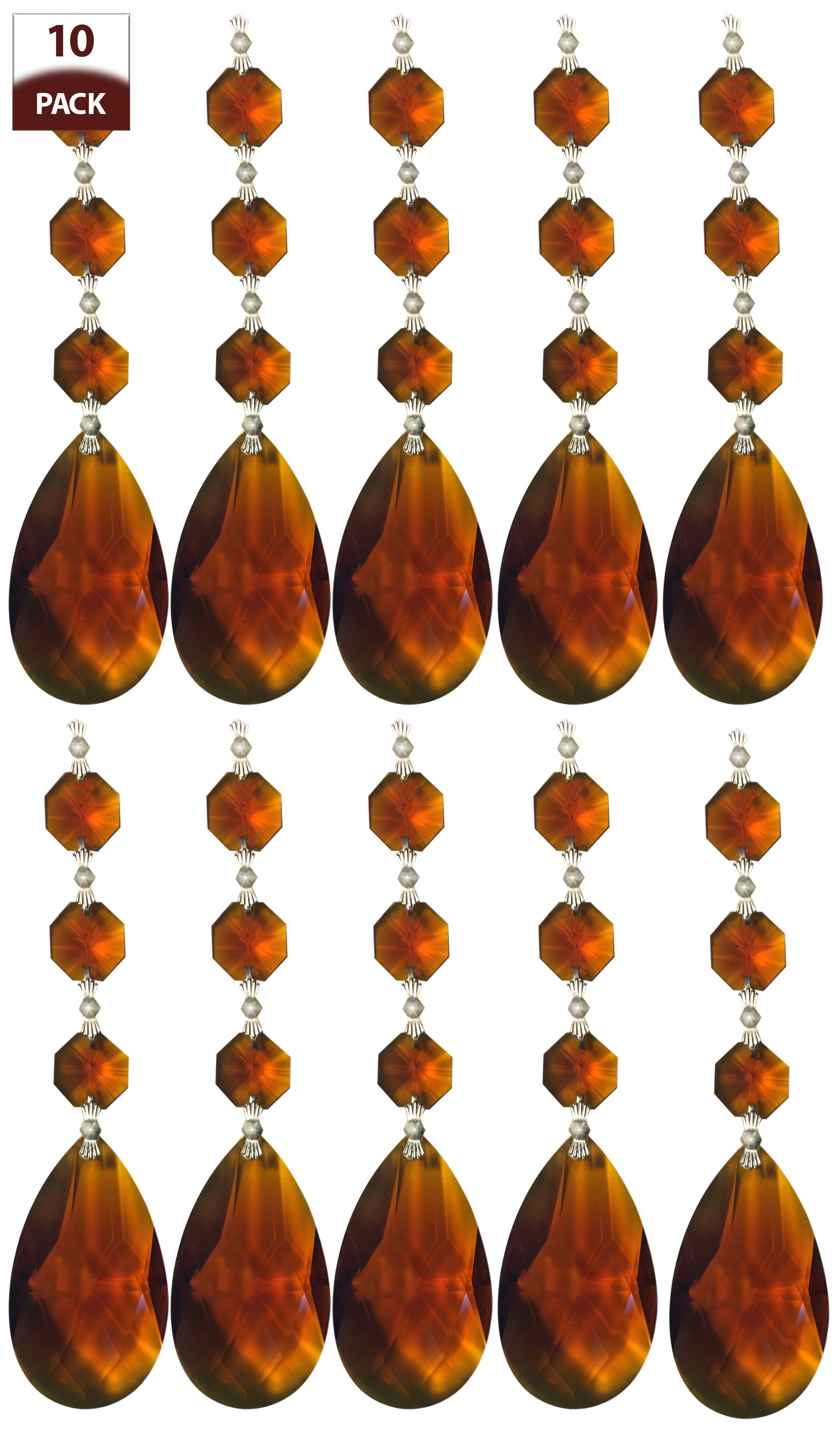 Royal Designs 10 Pack Chandelier Replacement Crystal Prisms Amber ...