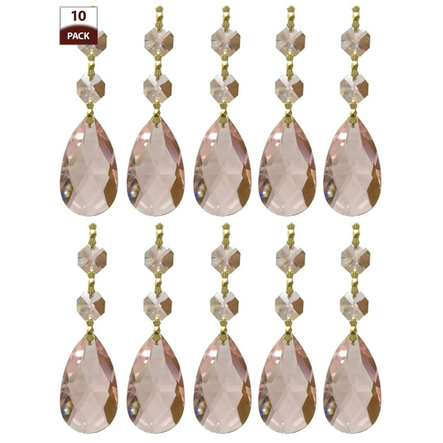 Royal Designs 10 Pack Chandelier Replacement Crystal Prisms Pink Almond ...