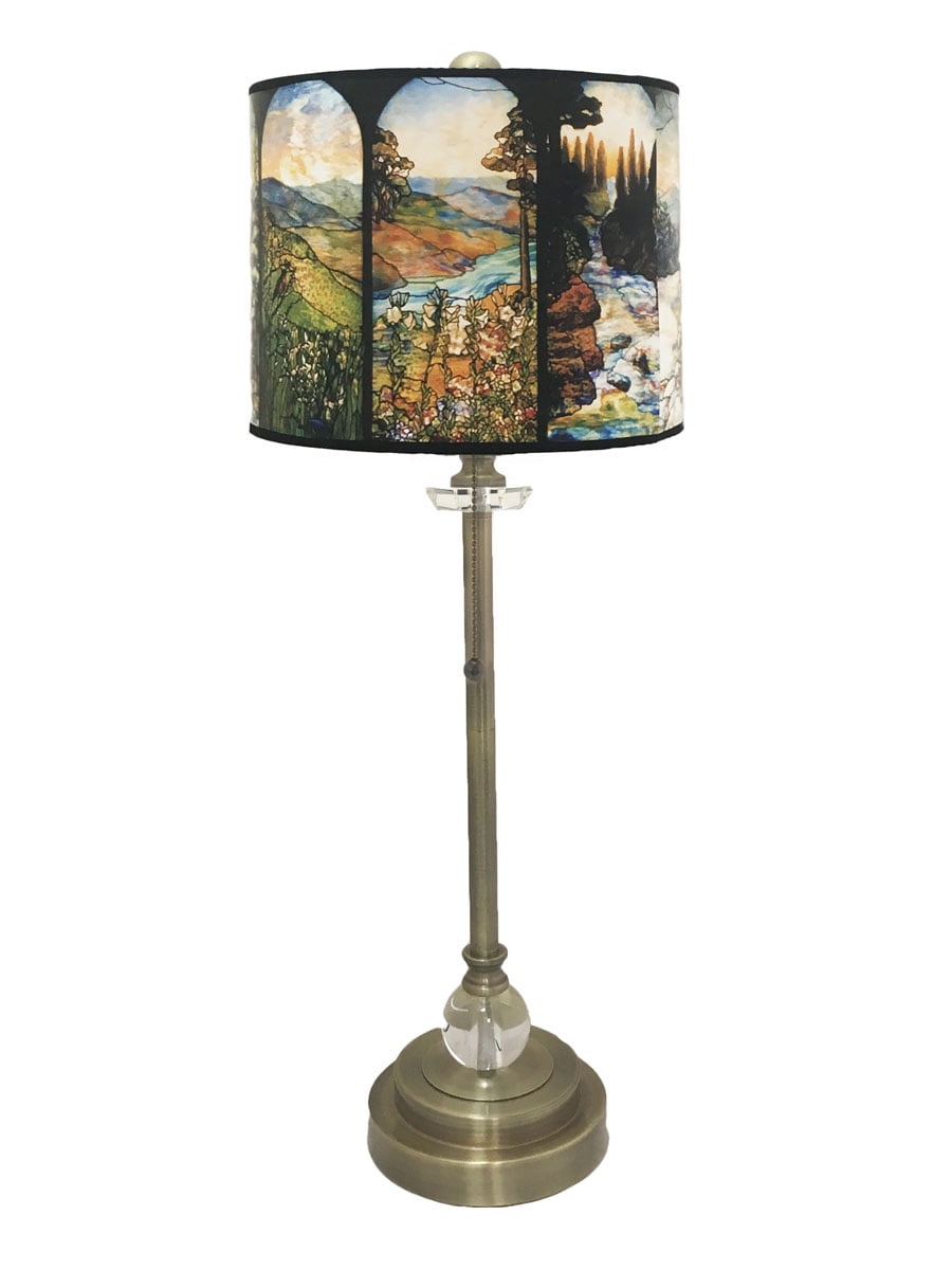 Royal Designs 28" Crystal and Antique Brass Buffet Lamp with Four ...