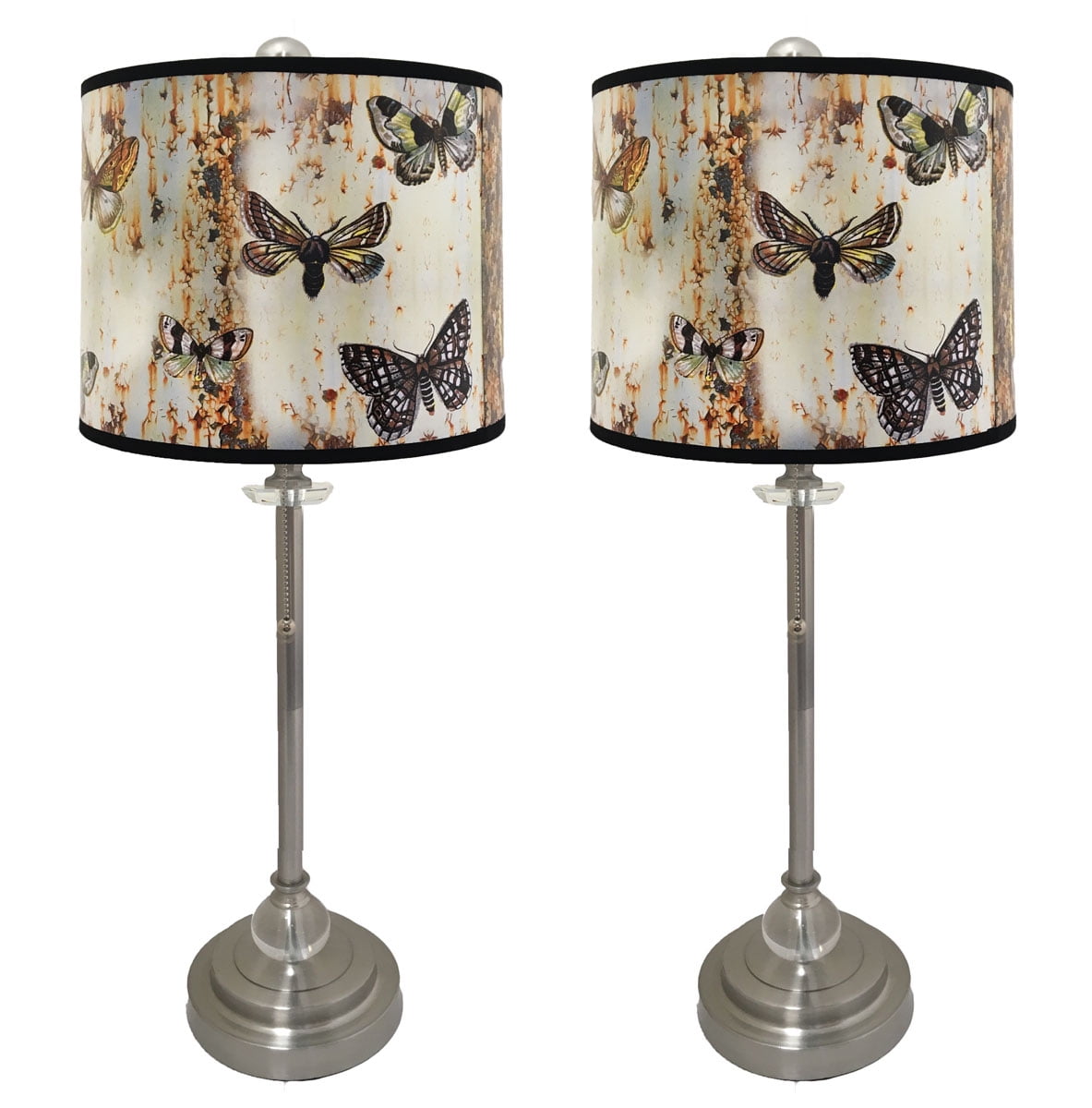 Royal Designs 28" Crystal and Brushed Nickel Buffet Lamp with Bufferfly ...
