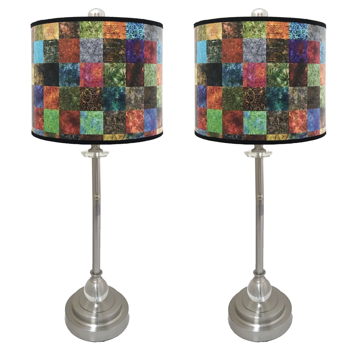 Royal Designs 28" Crystal and Brushed Nickel Buffet Lamp with Colorful ...