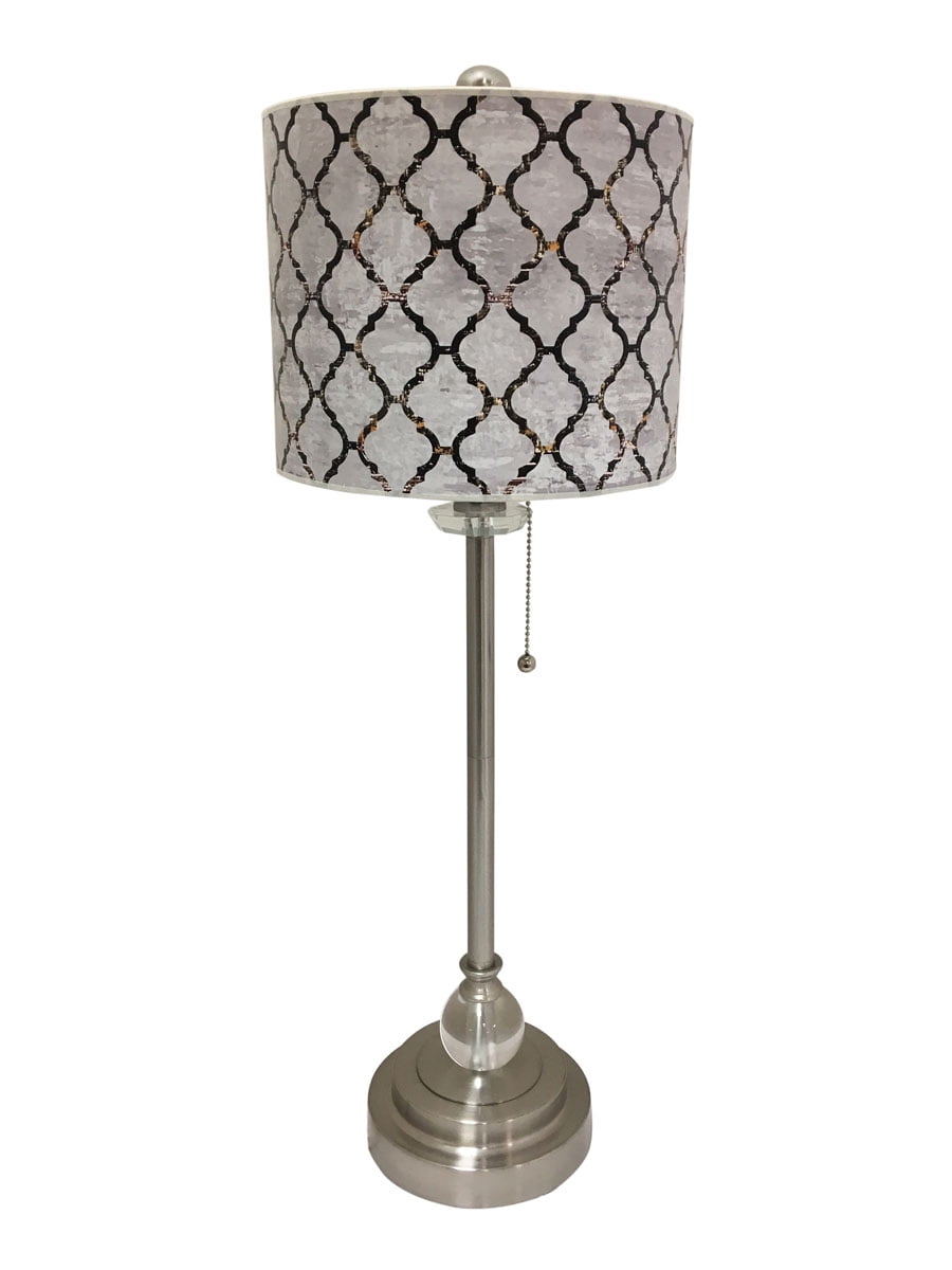 Royal Designs 28" Crystal and Brushed Nickel Buffet Lamp with Moroccan ...