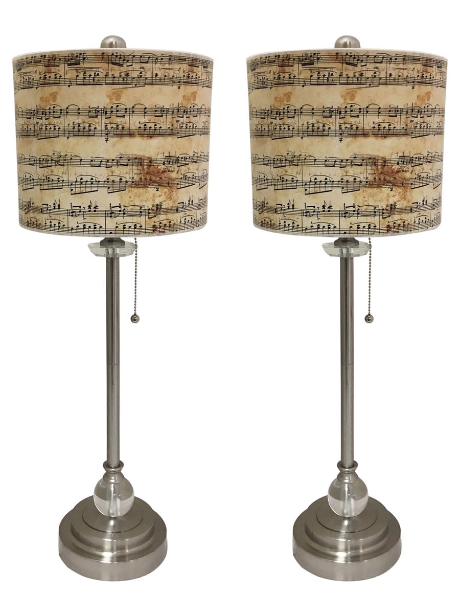 Royal Designs 28" Crystal and Brushed Nickel Buffet Lamp with Musical ...