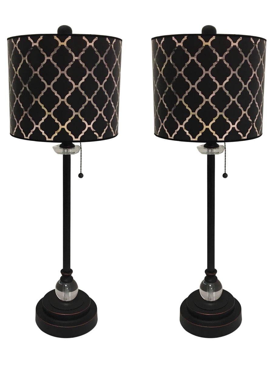 Royal Designs 28" Crystal and Oil Rub Bronze Buffet Lamp with Black ...