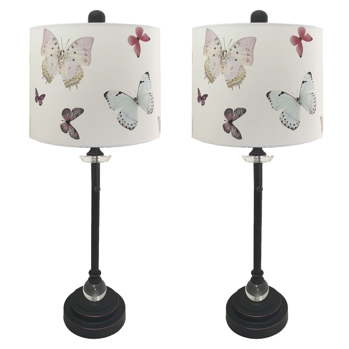 Royal Designs 28" Crystal and Oil Rub Bronze Buffet Lamp with Colorful ...