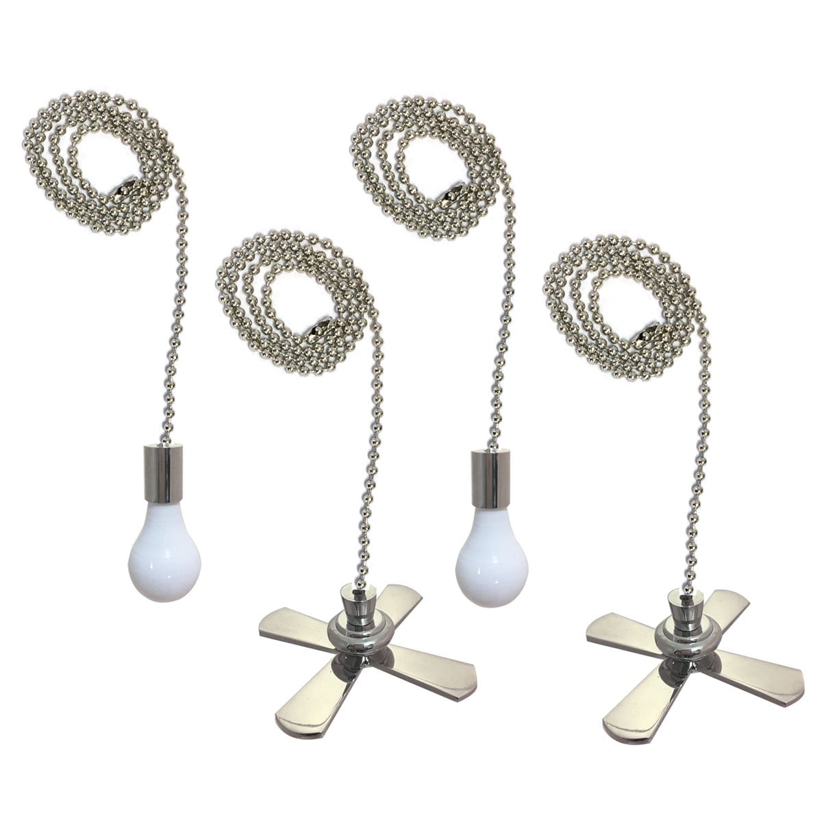 Royal Designs Fan and Light Bulb Shaped Pull Chain Set – Nickel Plated ...