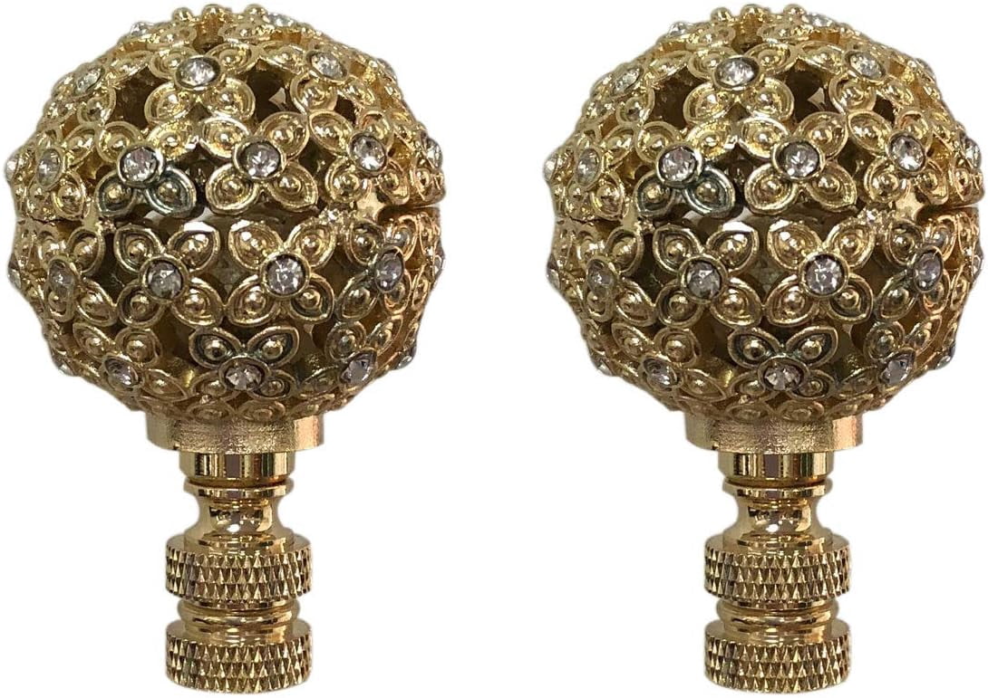Royal Designs Floral Motif Sphere 2.75" Crystal Accents Lamp Finial for ...