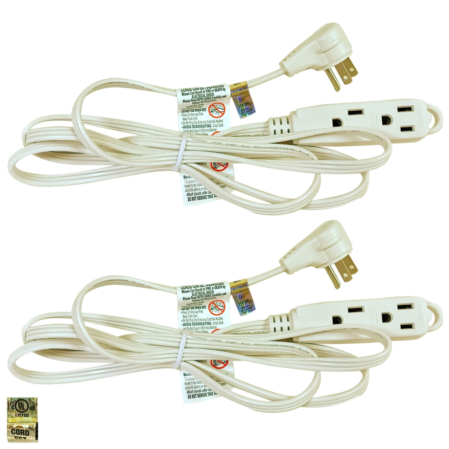 Royal Designs, Inc. Flat Plug Extension Cord for Indoor & Outdoor, 12 ...
