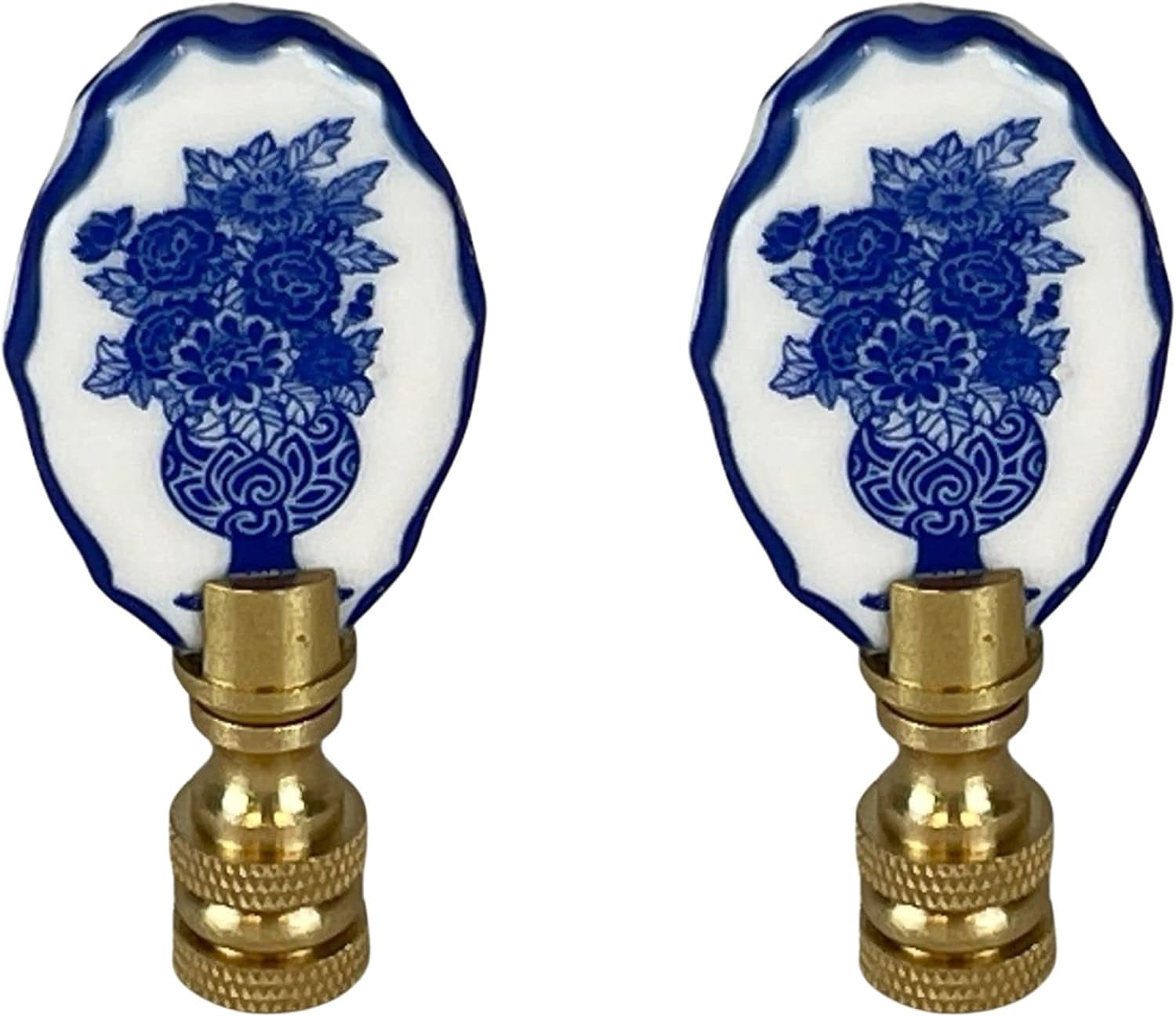 Royal Designs, Inc. Porcelain Oval Flowers Vase Design Finial for Lamp ...
