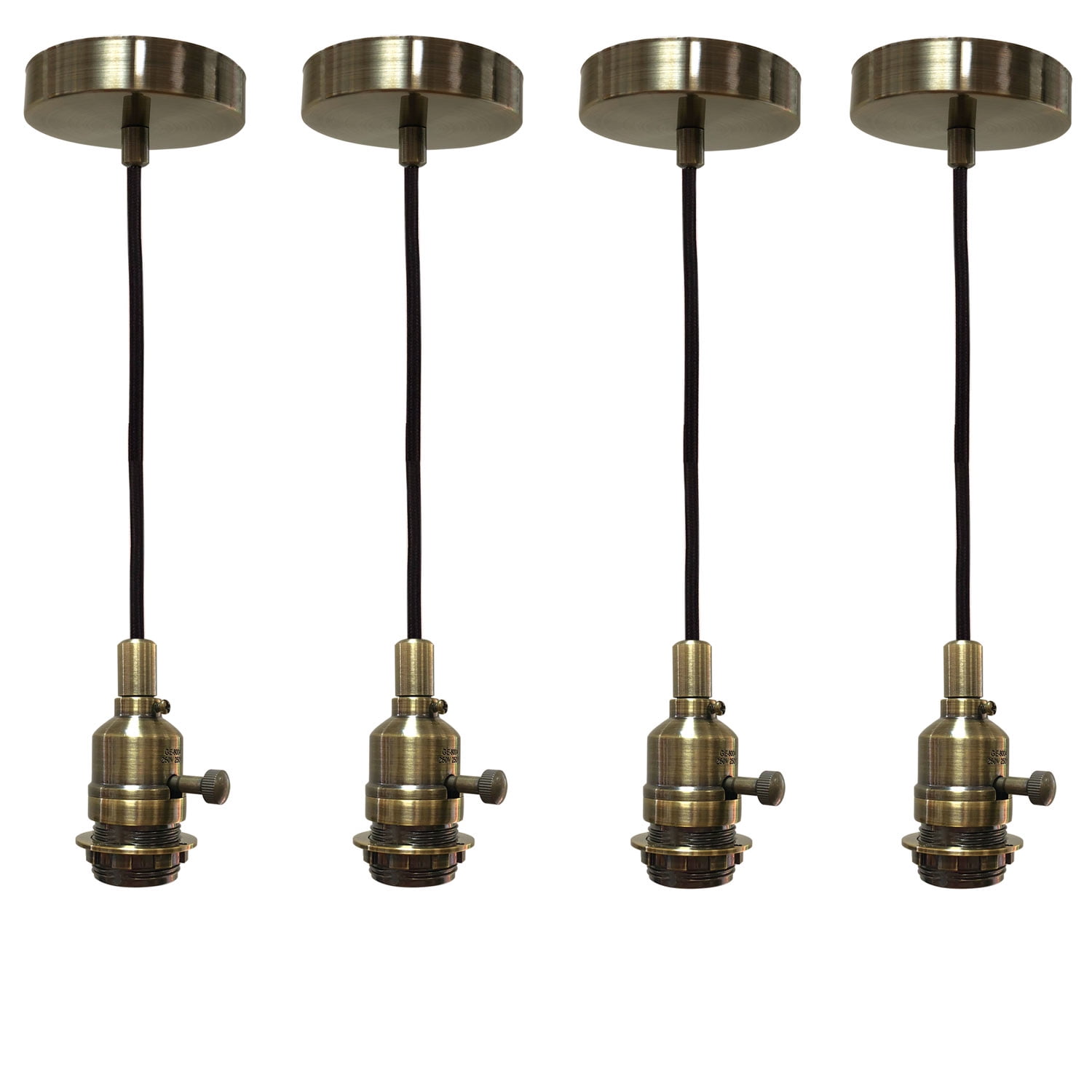 Royal Designs Vintage-Style Antique Brass Keyless Uno Threaded Dimmable ...
