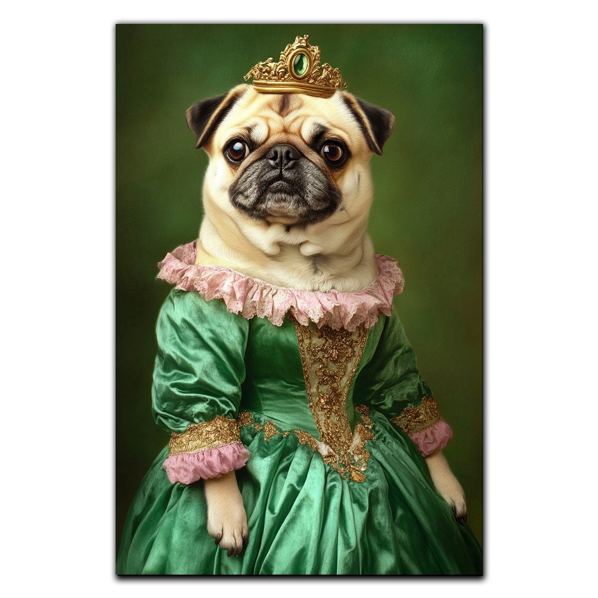 Royal Dog Portrait Pug Dog in Royal Costume Poster, Funny Dog Poster ...