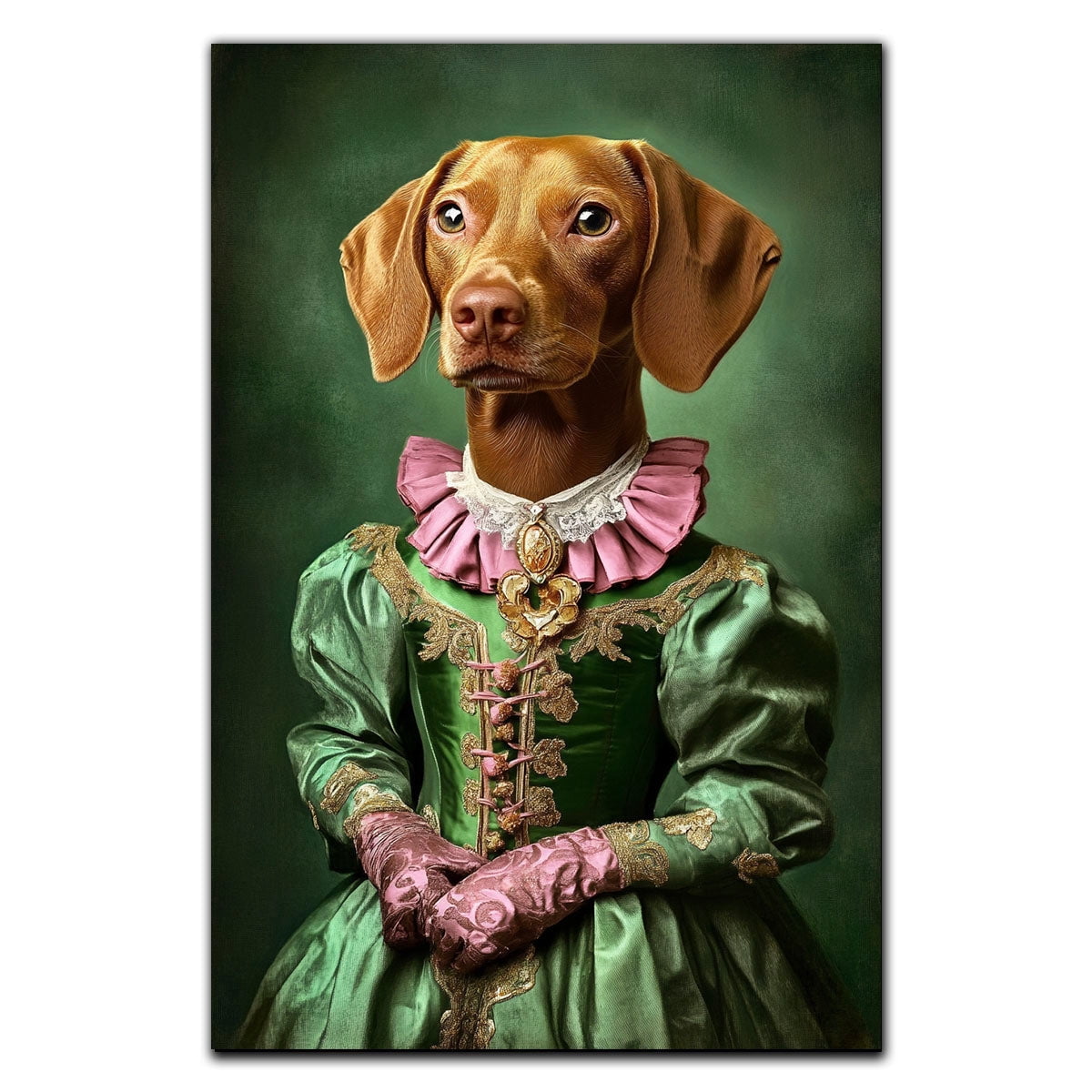 Royal Dog Portrait Vizsla Dog in Royal Costume Poster, Funny Dog Poster ...