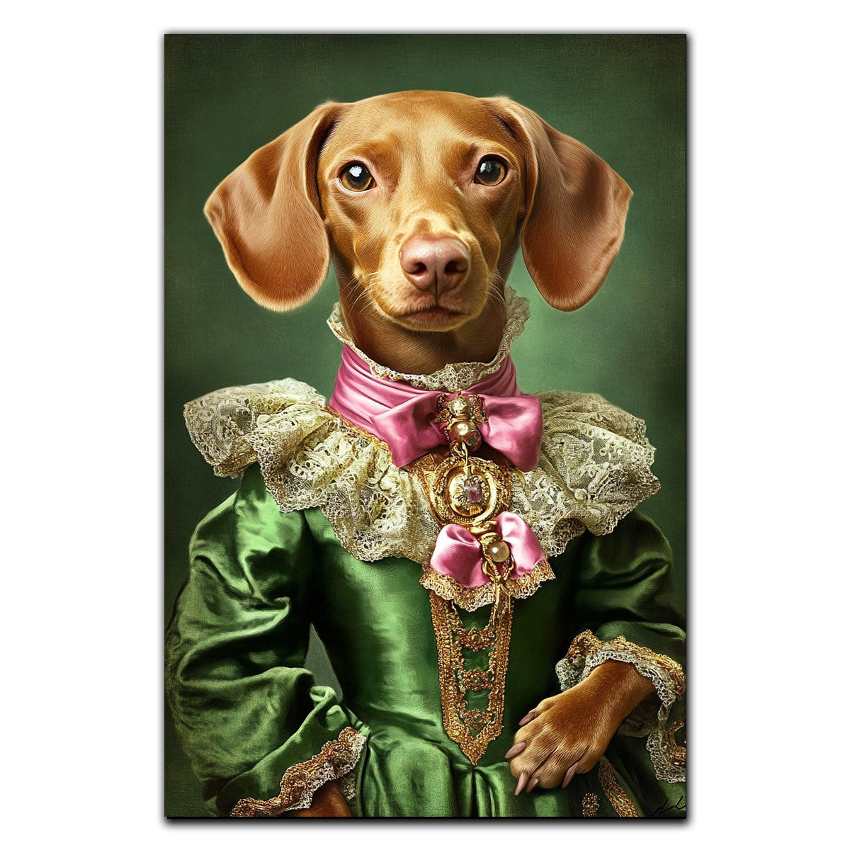 Royal Dog Portrait Vizsla Dog in Royal Costume Poster, Funny Dog Poster ...