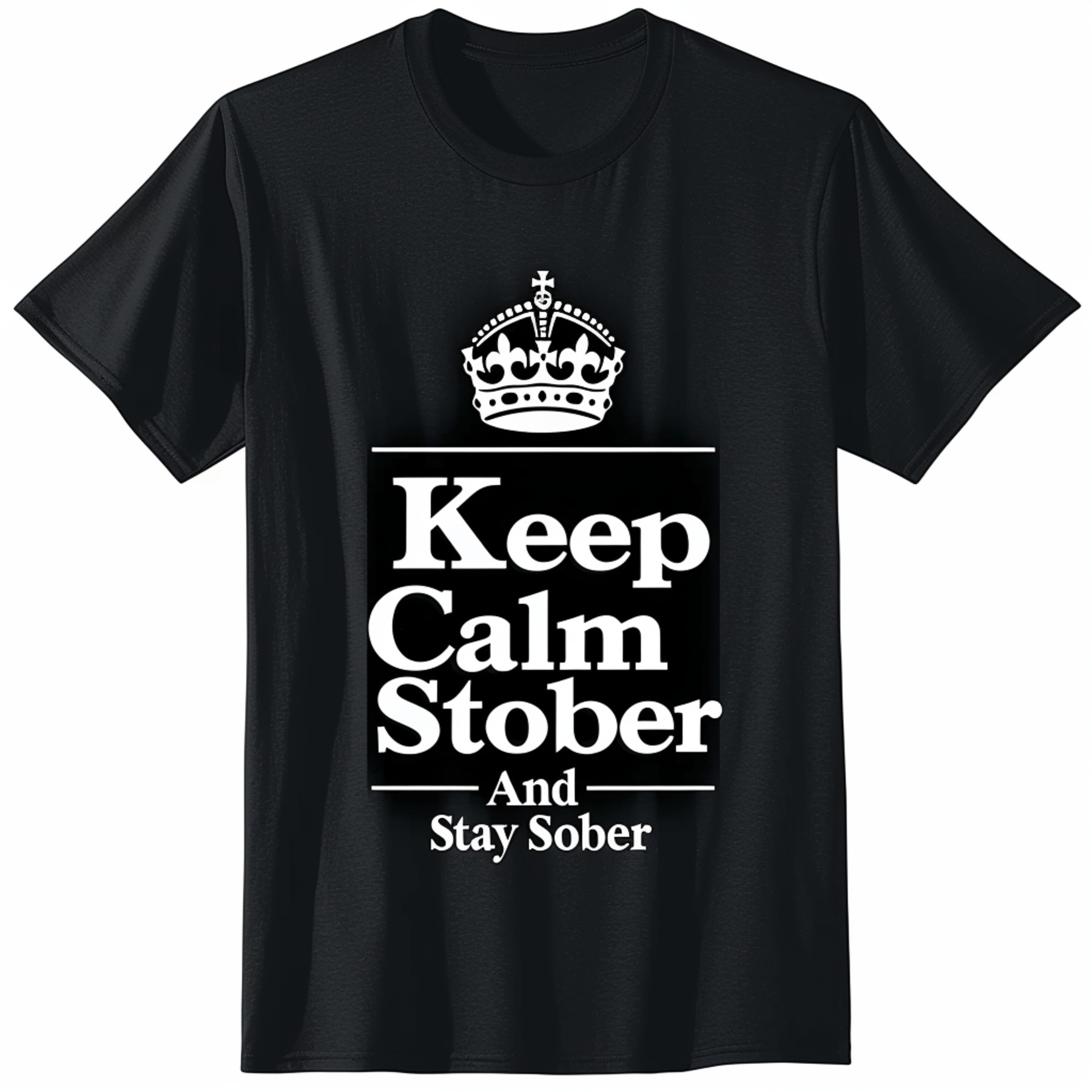 Royal Elegance: Keep Calm And Stay Sober Black T Shirt Crowned with ...