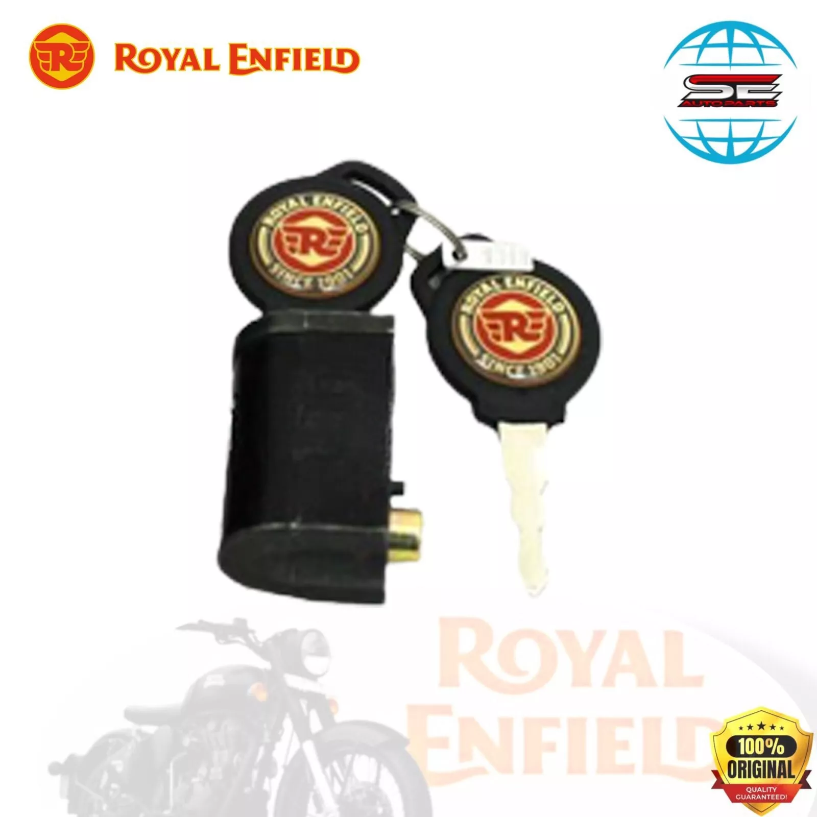 Royal Enfield steering lock assembly with keys for classic 500 bullet ...