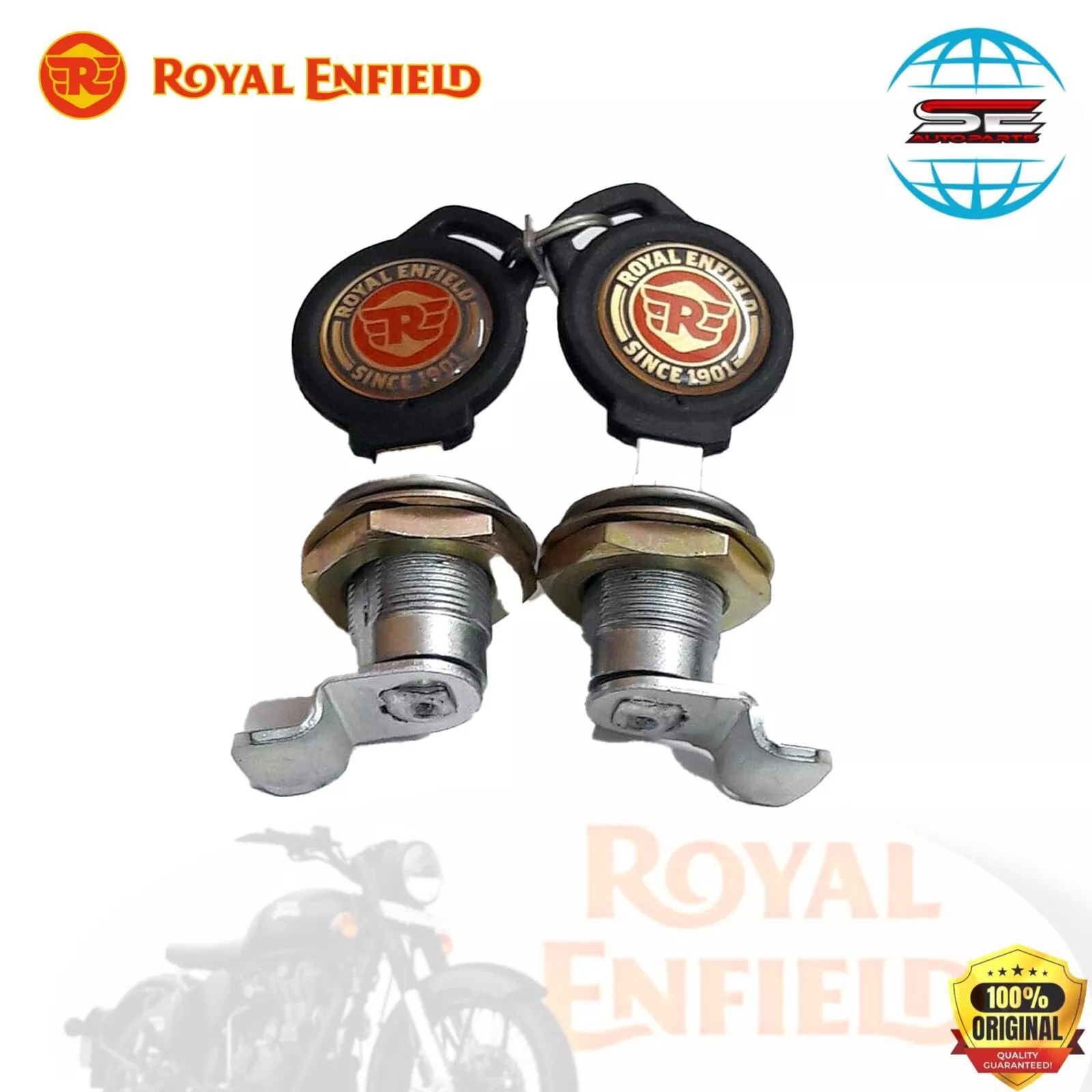 Royal Enfield toolbox lock lh/rh with key for bullet 350 classic 350/ ...