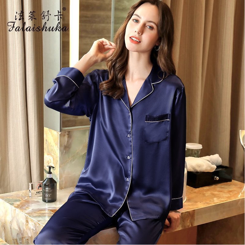 Royal Exclusive 19mm Silk Pajamas Women's Spring/Summer Mulberry Silk Home Clothes Long Sleeve ...