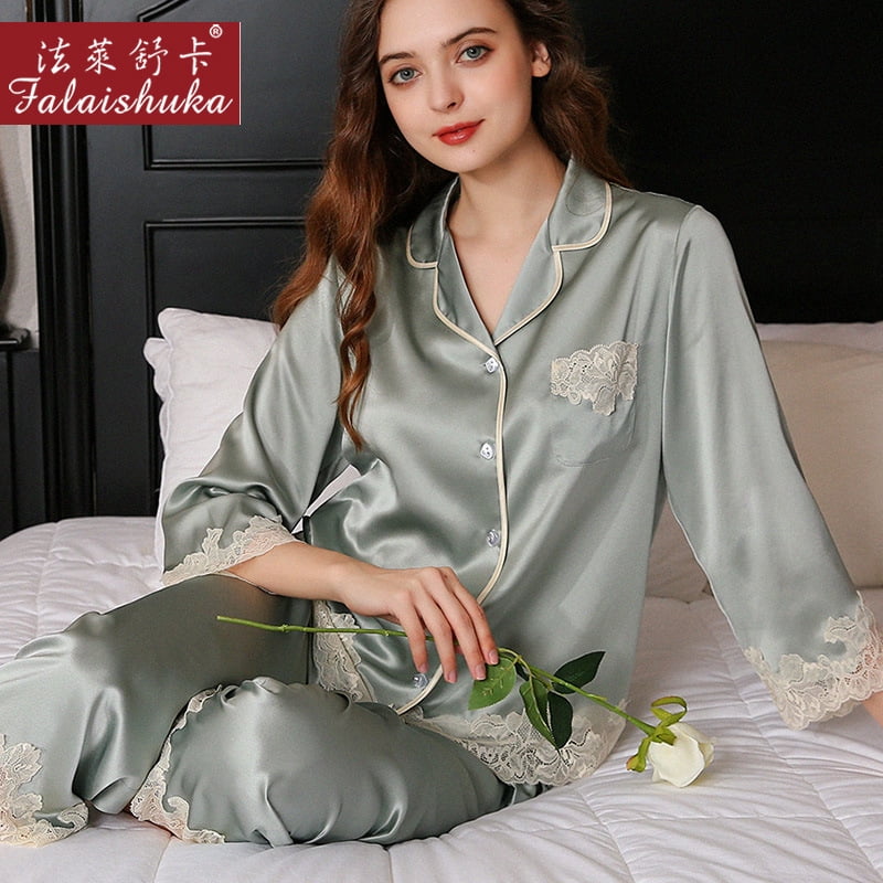 Royal Exclusive Heavy duty Silk Pajamas for Women in Spring, Summer ...