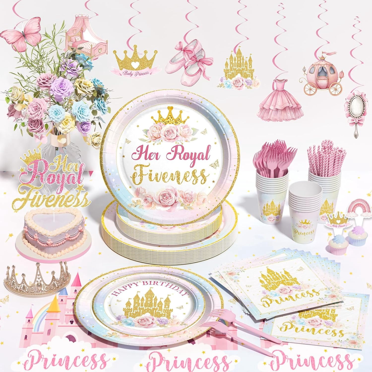 Her Royal Fiveness Birthday Decorations, 5 Year Old Princess Party ...