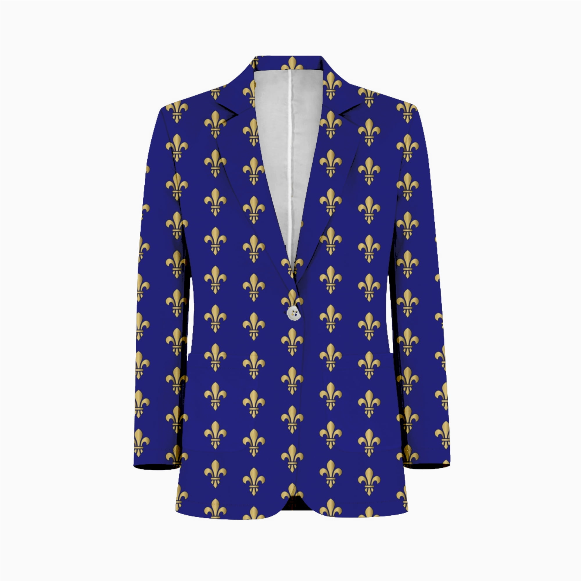 Royal Fleur De Lys Blue Customized Men's Suits full man Shawl Collar ...