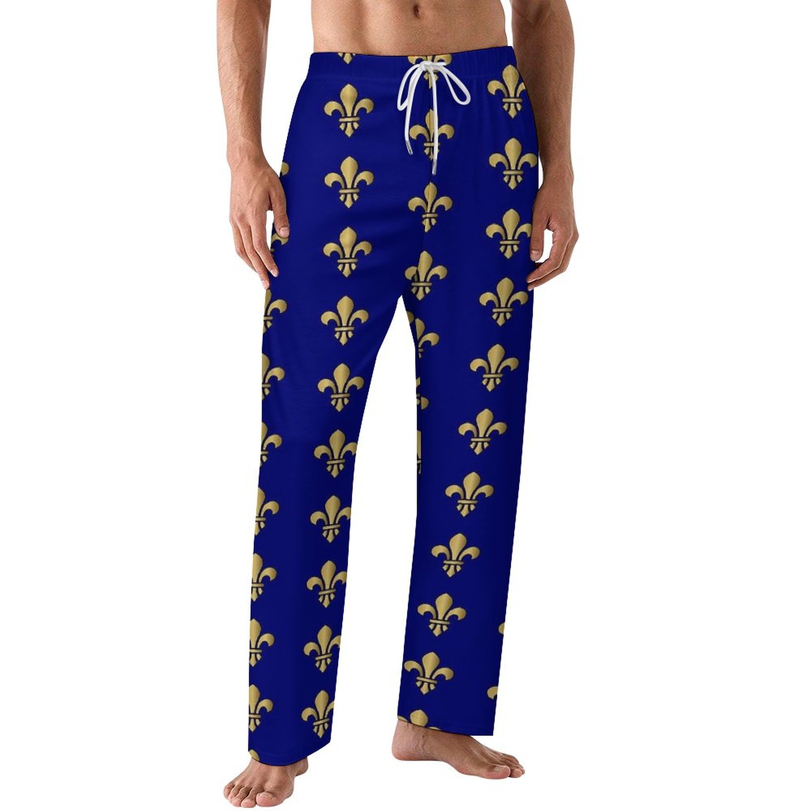 Royal Fleur De Lys Blue Mens Pajamas Pajama Pants Mens Sleepwear Lounge ...