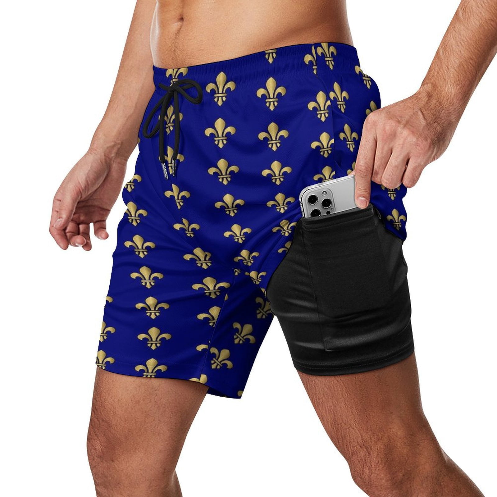 Royal Fleur De Lys Blue Quick Dry Swimming Shorts For Men Swimwear ...
