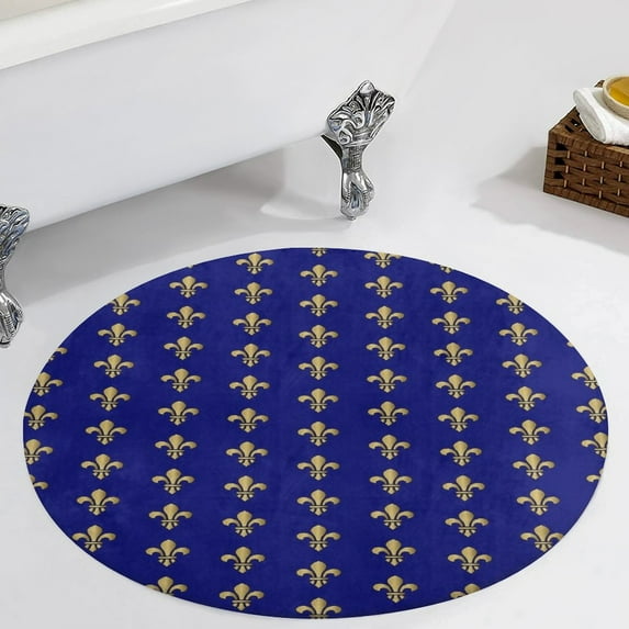 Royal Fleur De Lys Blue Round Carpet Circle Rug Outdoor Patio Area Rug ...