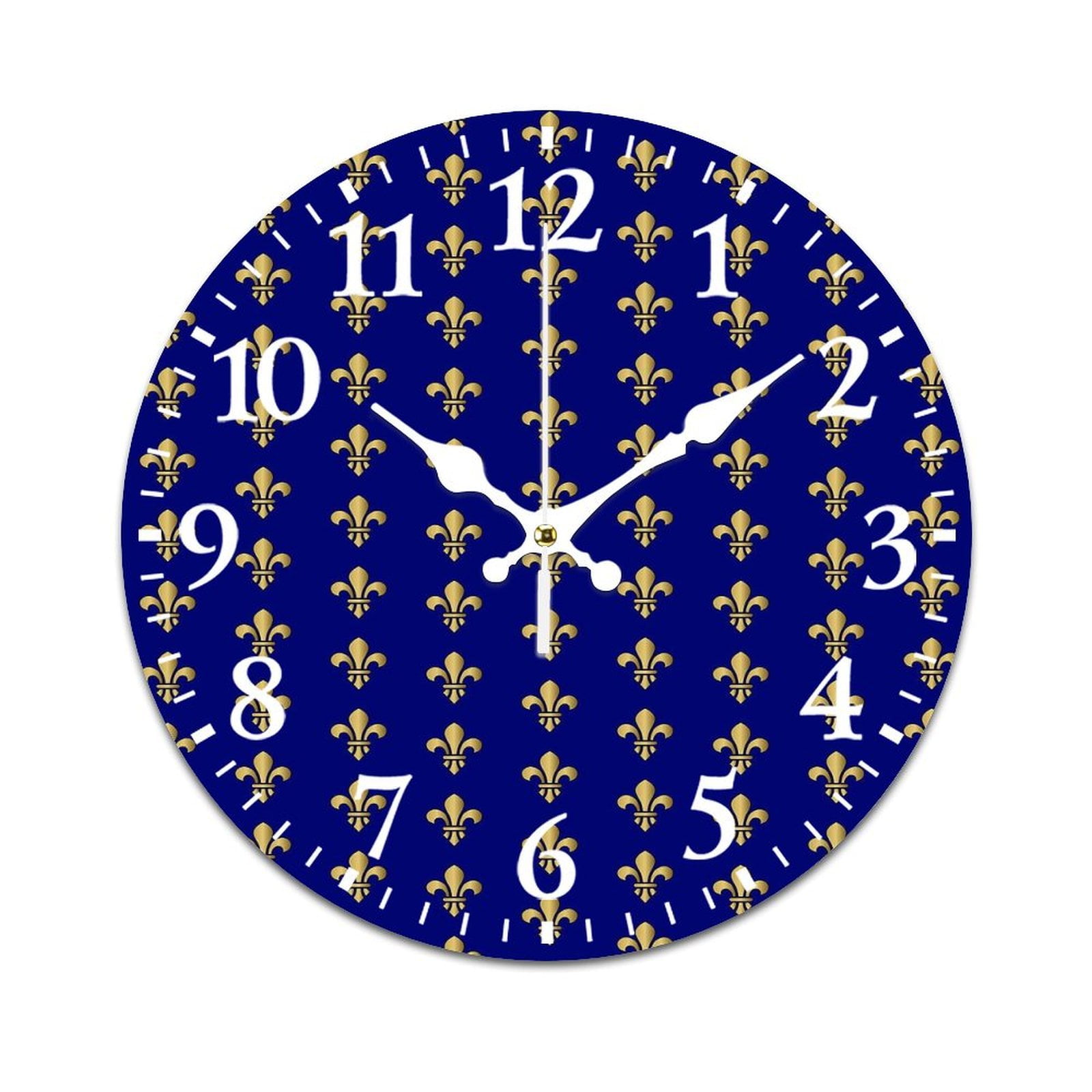 Royal Fleur De Lys Blue Wall Clock Modern Design Clocks Wall Hanging ...