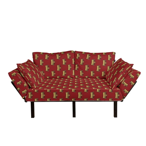 Royal Futon Couch, Nobility Themed Medieval Crown Pattern Antique ...