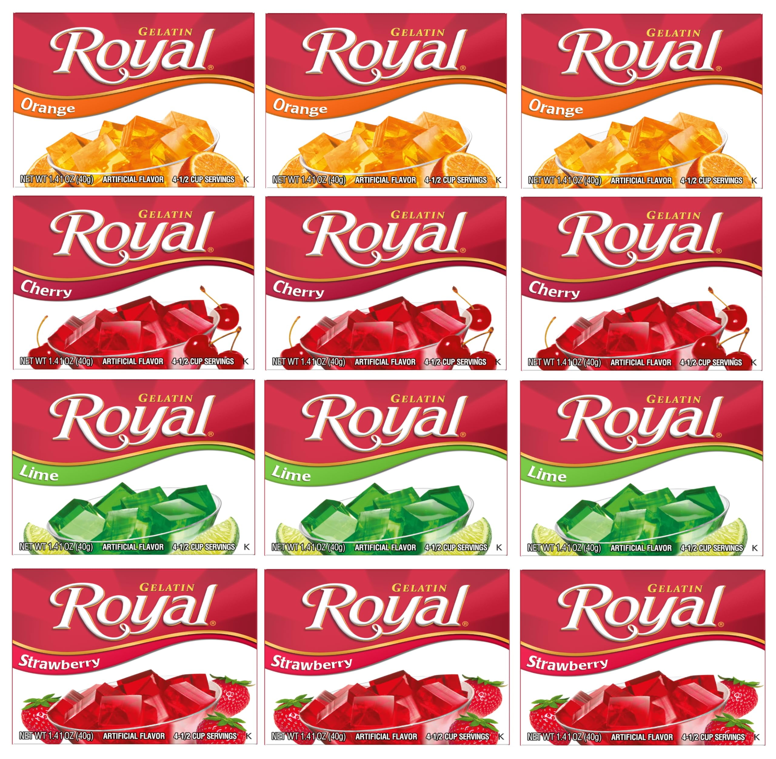 Royal Gelatin Variety Pack DEF29 of 12 | 3 Box Each - Strawberry ...