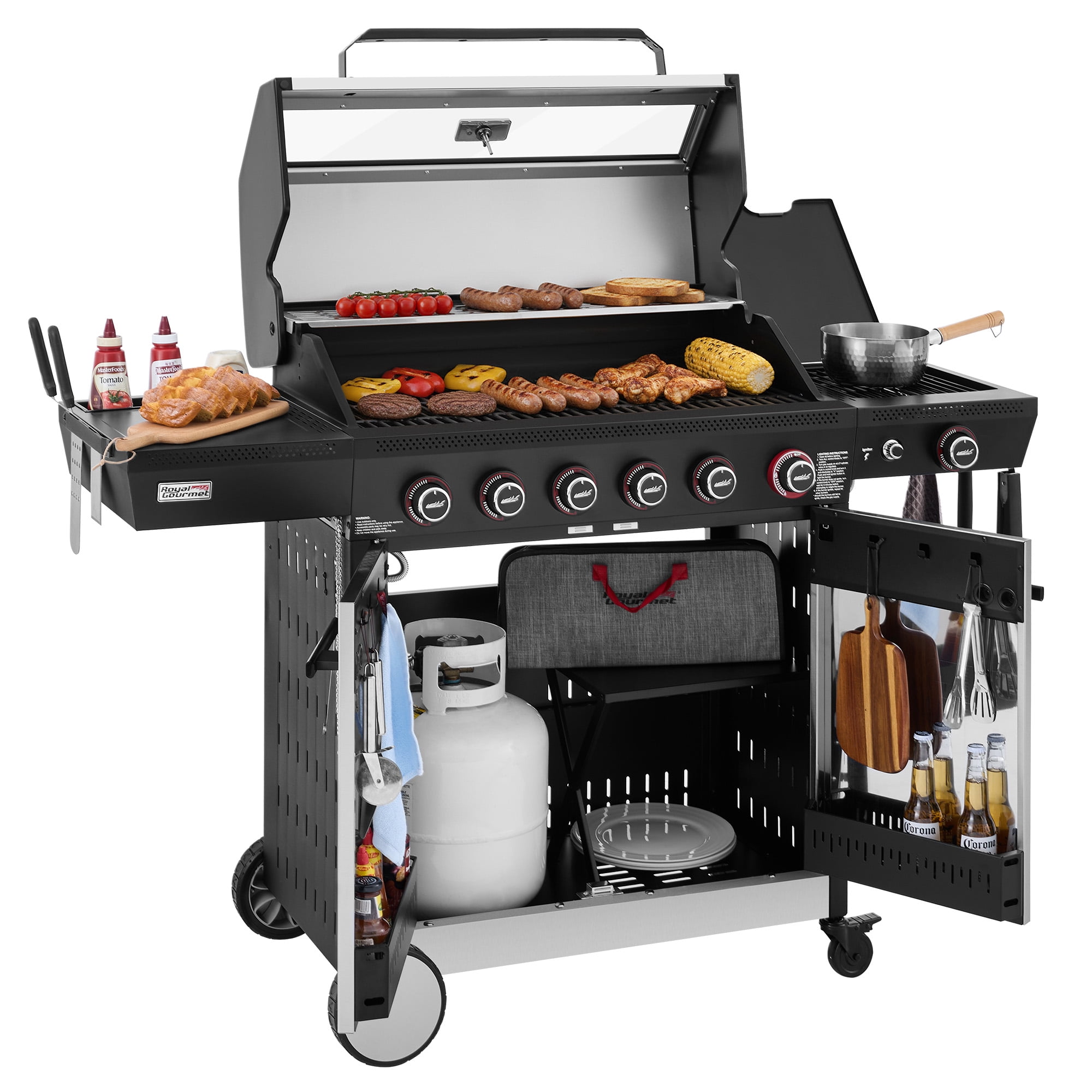 Royal Gourmet GE6001S 6-Burner Gas Grill with Side Burner，Cabinet Style ...
