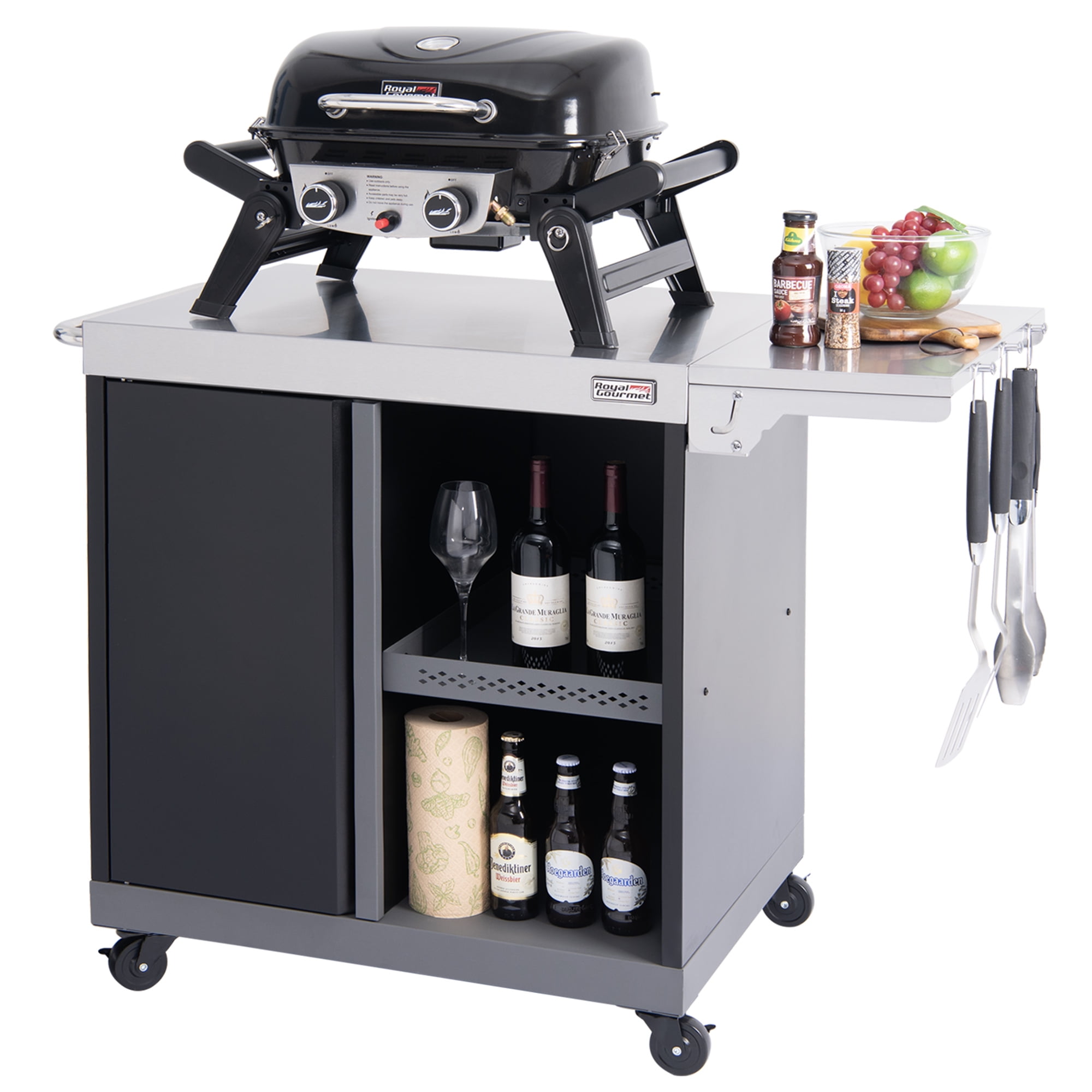 Royal Gourmet PC3201S Movable Kitchen Island Cart with 43” x 24 ...